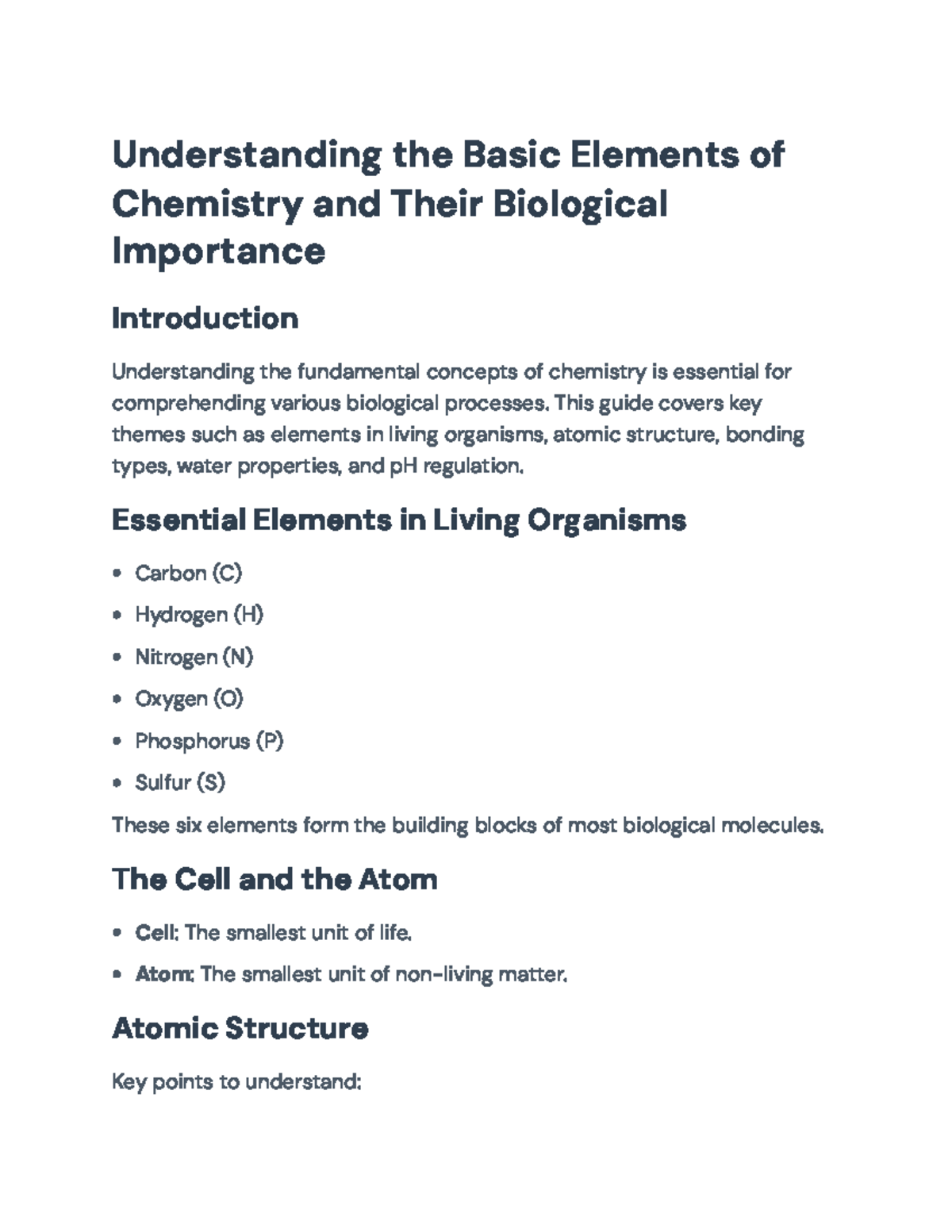 Understanding Chemistry's Role in Biology - CHEM101 Final Exam Guide ...