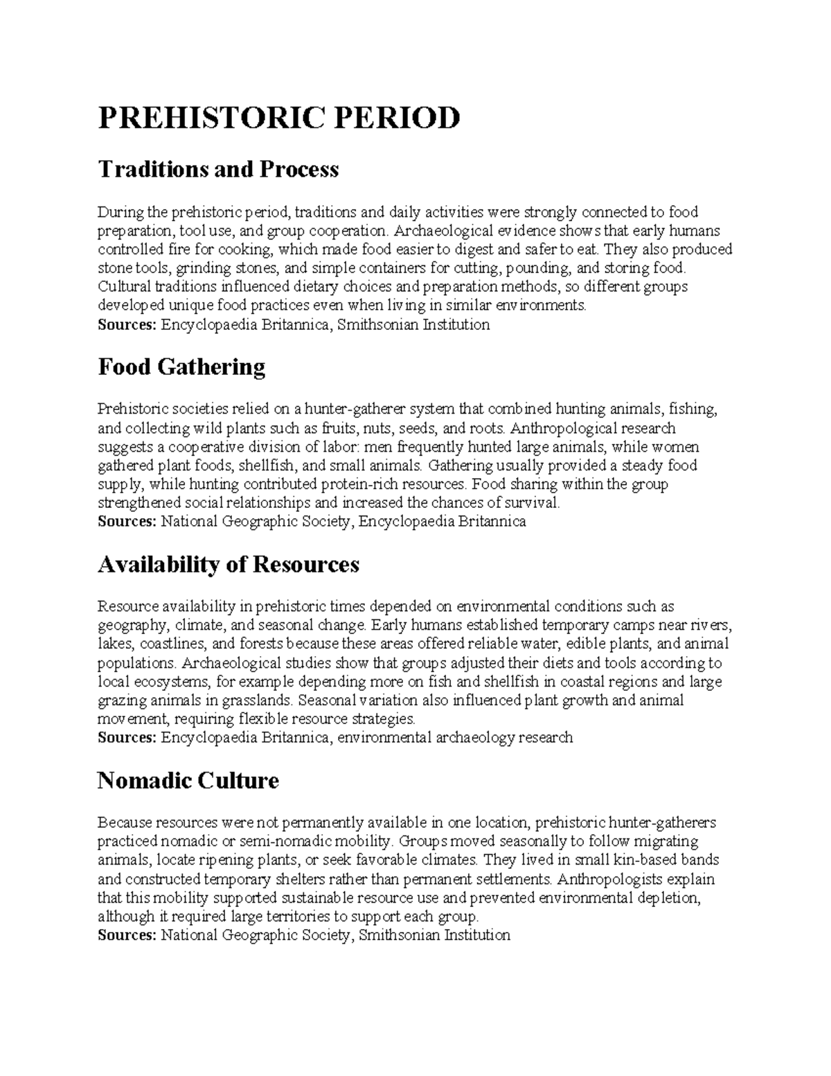 Prehistoric Period: Traditions, Food Practices, and Mobility - Studocu