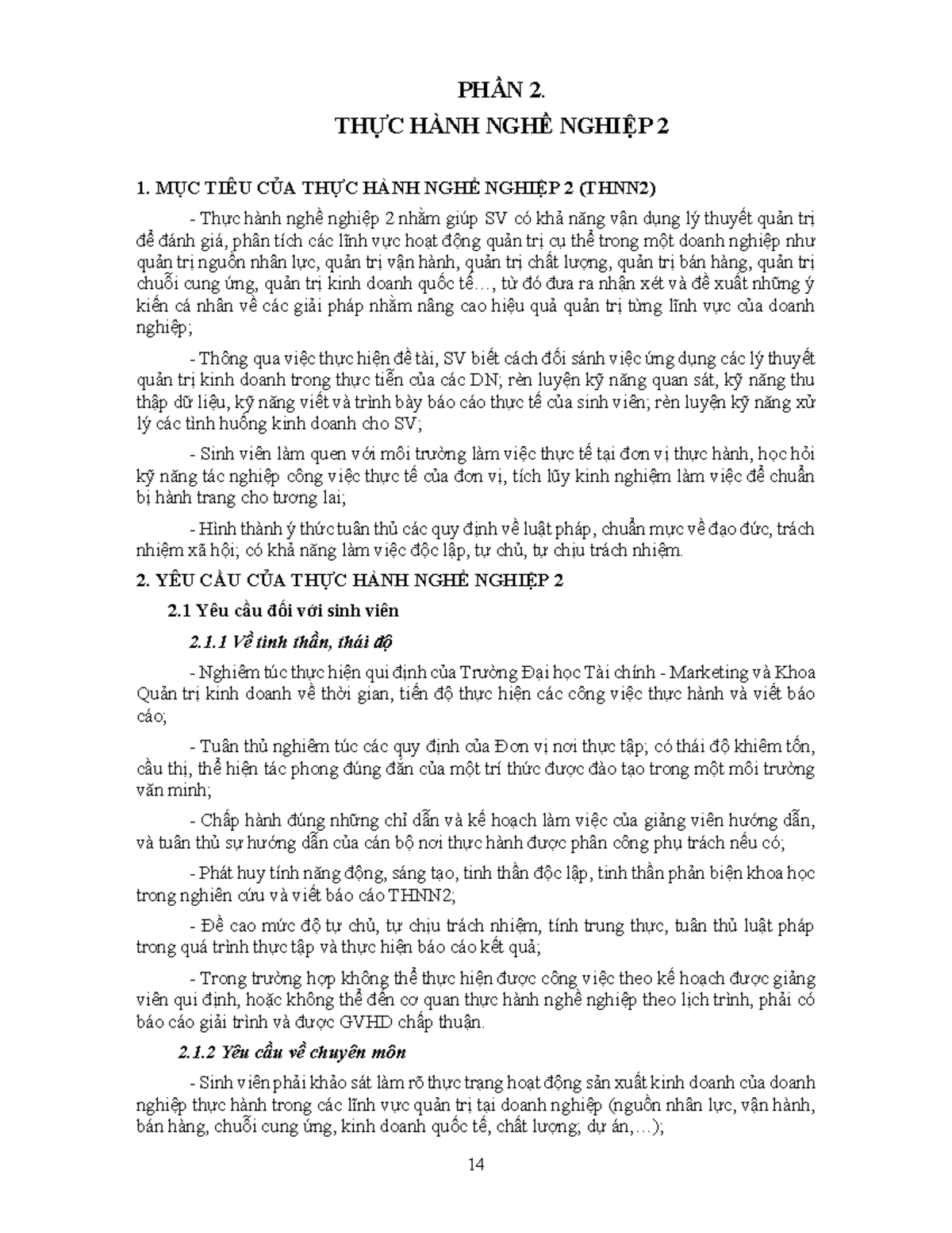 Hướng Dẫn Thực Hành Nghề Nghiệp 2 (THNN2) - Quản Trị Kinh Doanh - Studocu