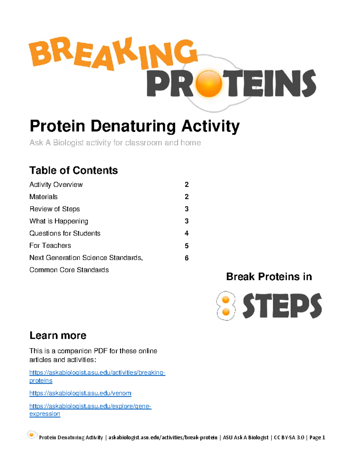 Breaking proteins activity pdf 3 - Protein Denaturing Activity Ask A ...