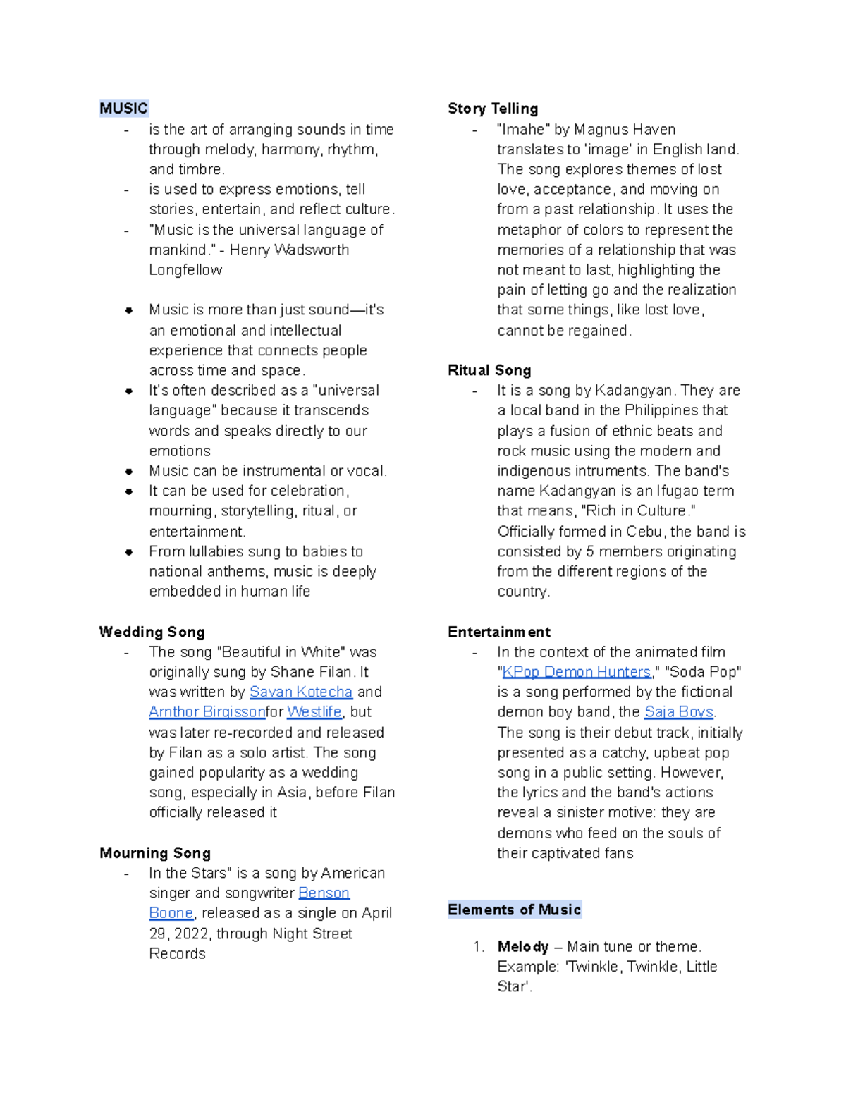 Music Appreciation: Genres, Elements, and Cultural Impact - ARTS ...