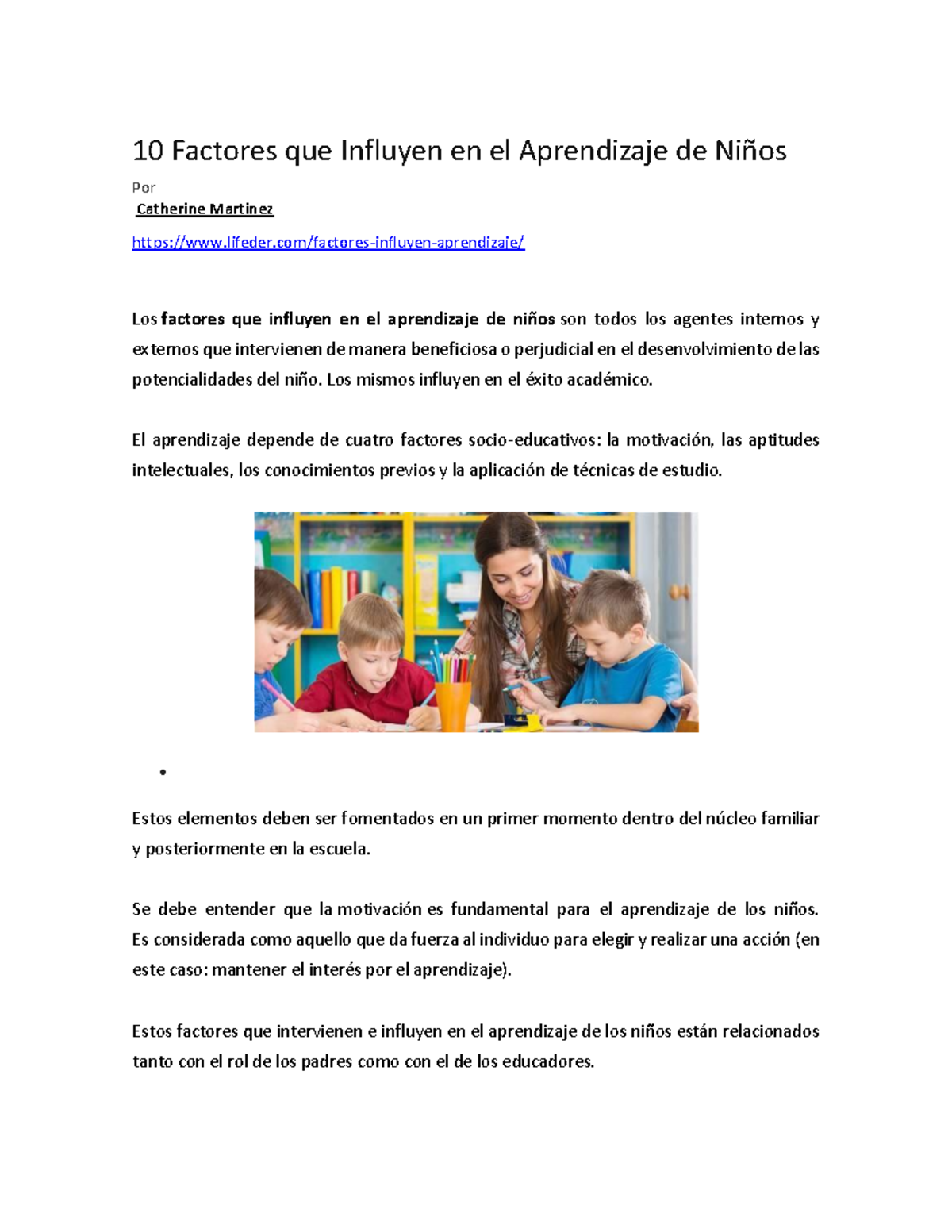 10 Factores que influyen en el aprendizaje escolar - 10 Factores que ...