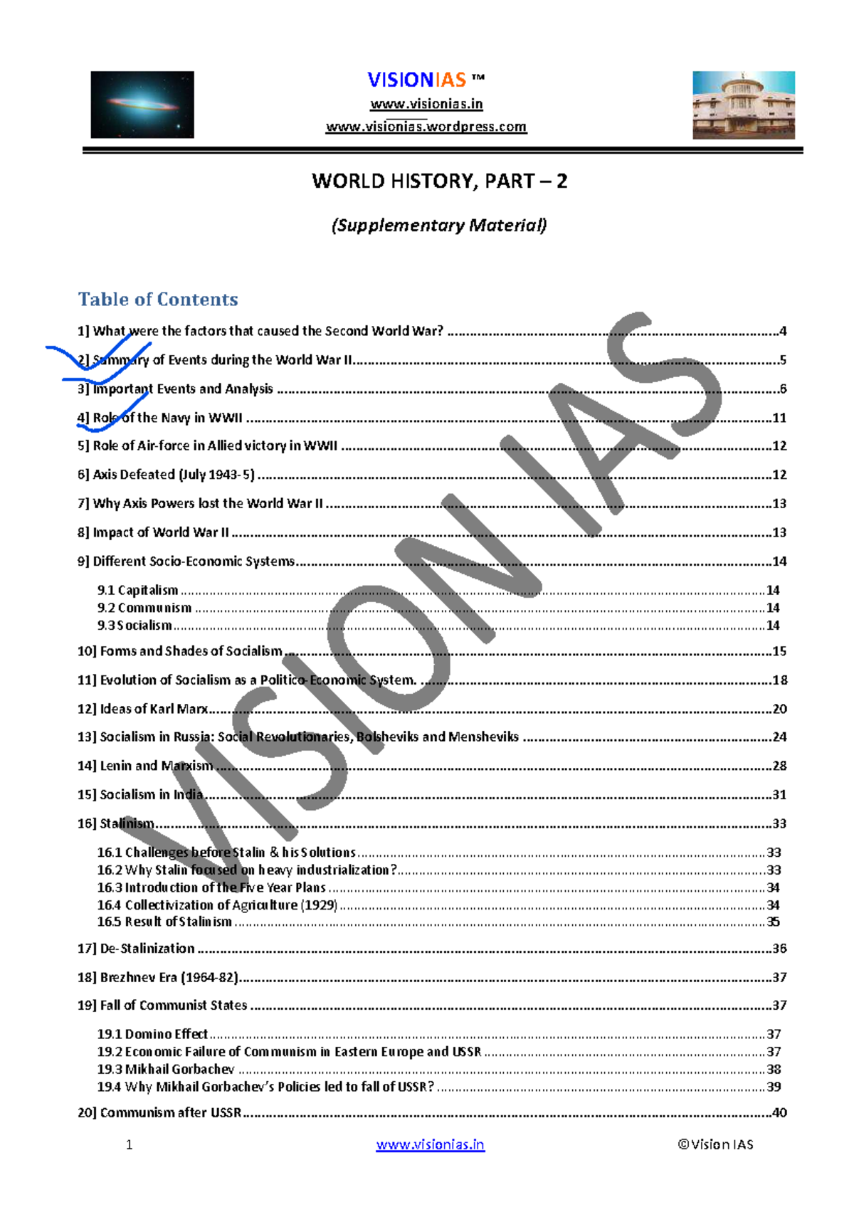 World History - Part 2 (Supplementary Material) - Vision IAS - Studocu