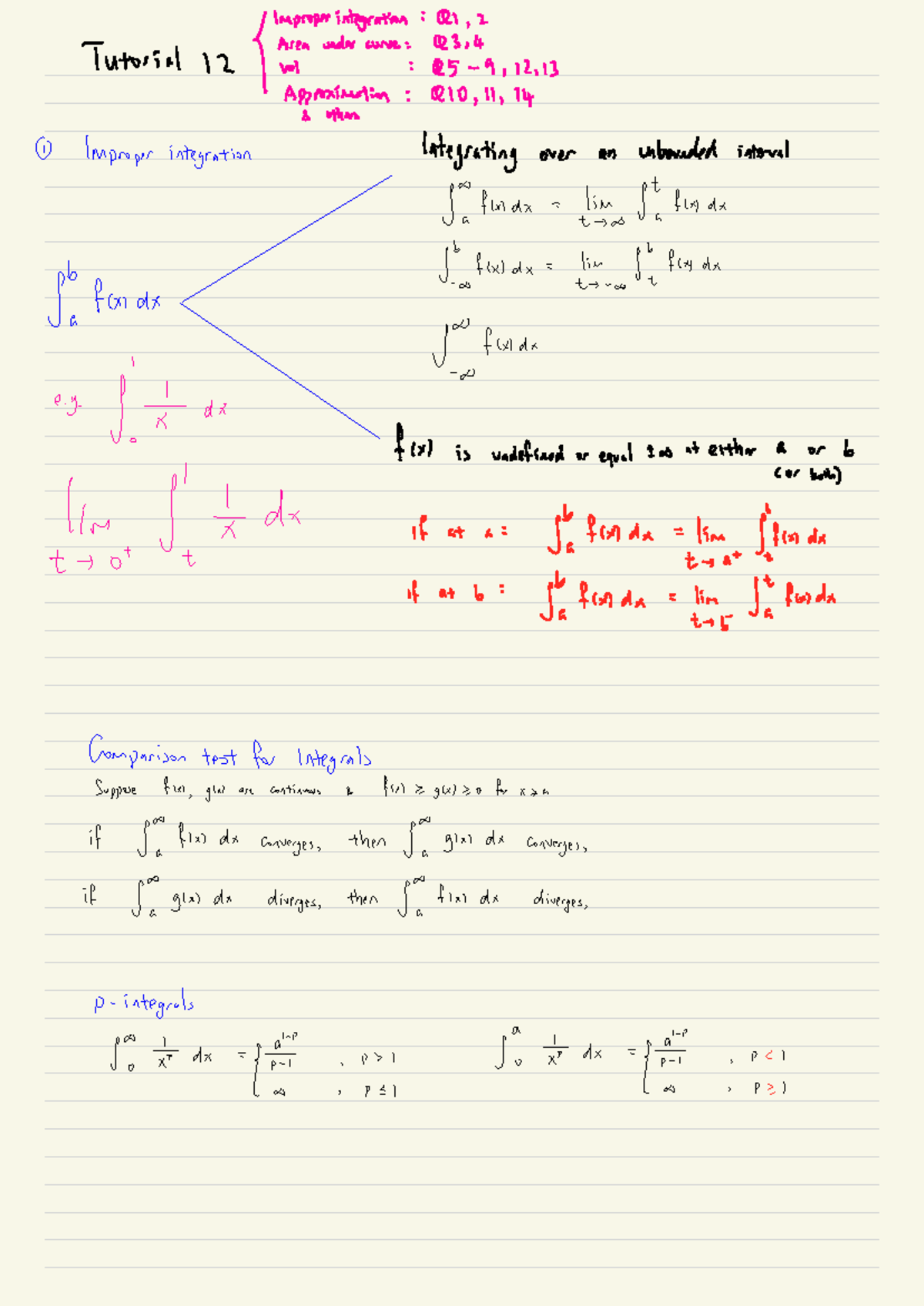 Math Tutorial 12 - Improper integration : &I , 2 Area under curve : Q3 ...