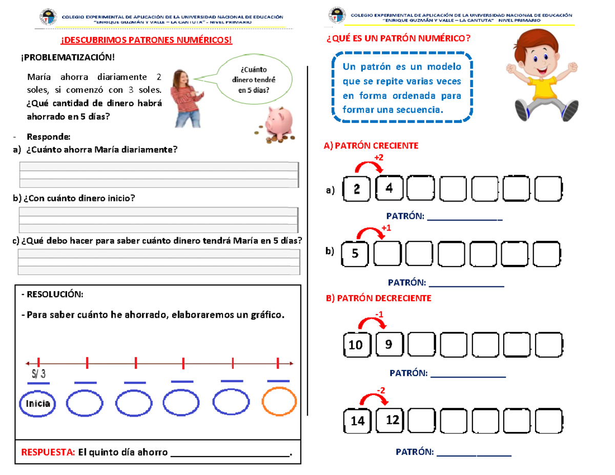 Patrones Numéricos - °DESCUBRIMOS PATRONES NUM..! MarÌa ahorra ...