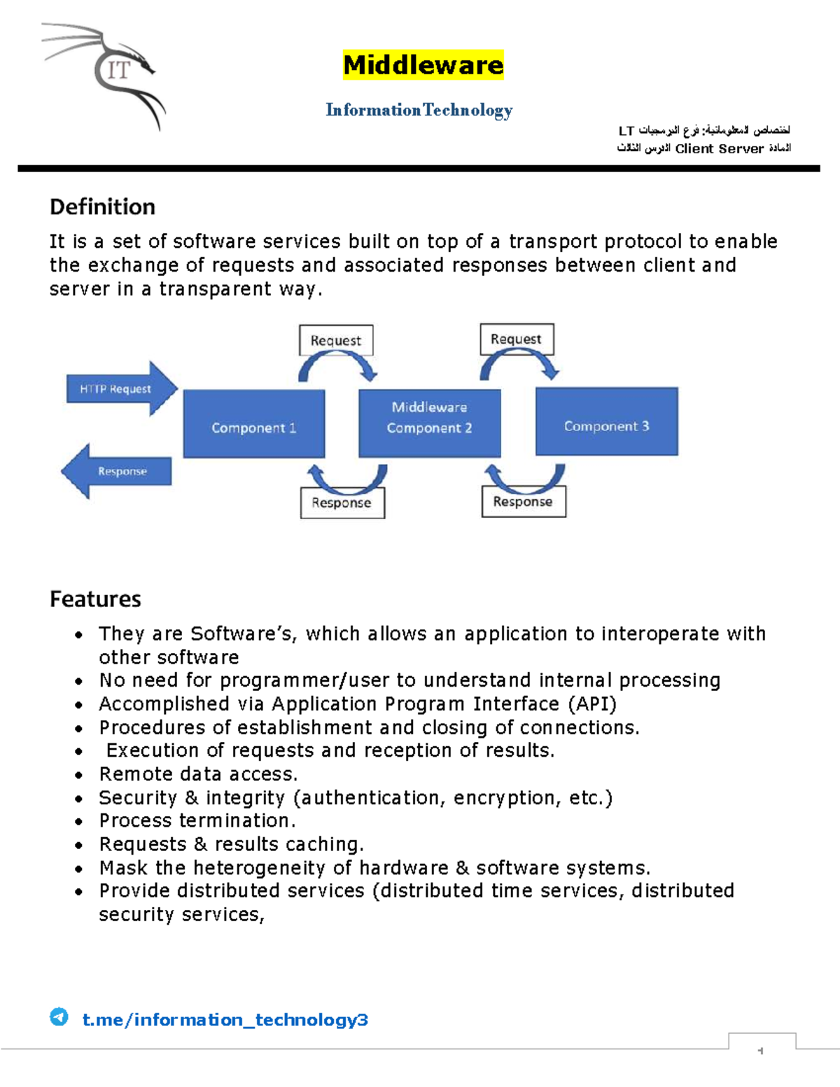 Chapter 3: Middleware & Client-Server Model LT - Studocu