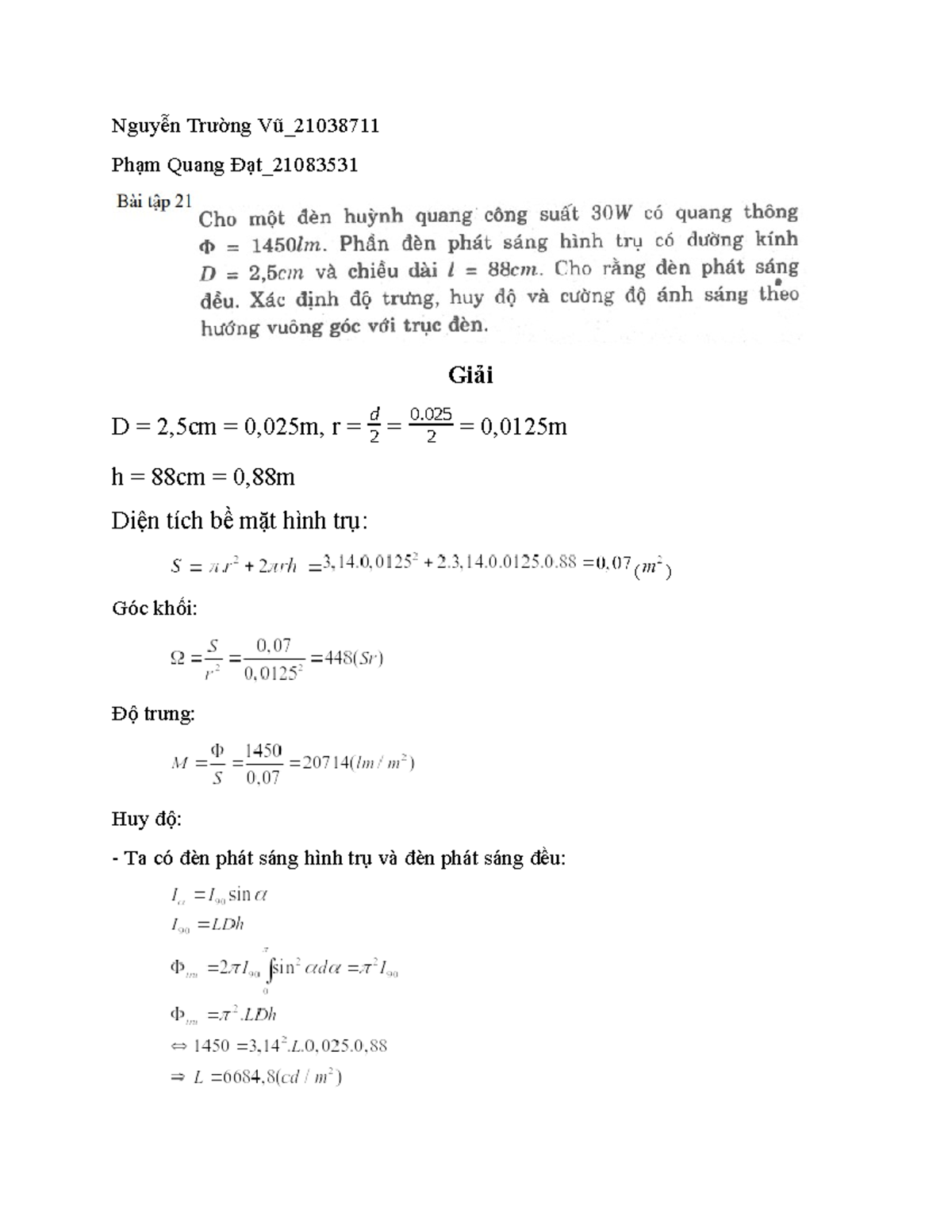 Nhóm 6 BT 21-24 KTCS - Bài Tập Giải Vật Lý Nâng Cao - Studocu