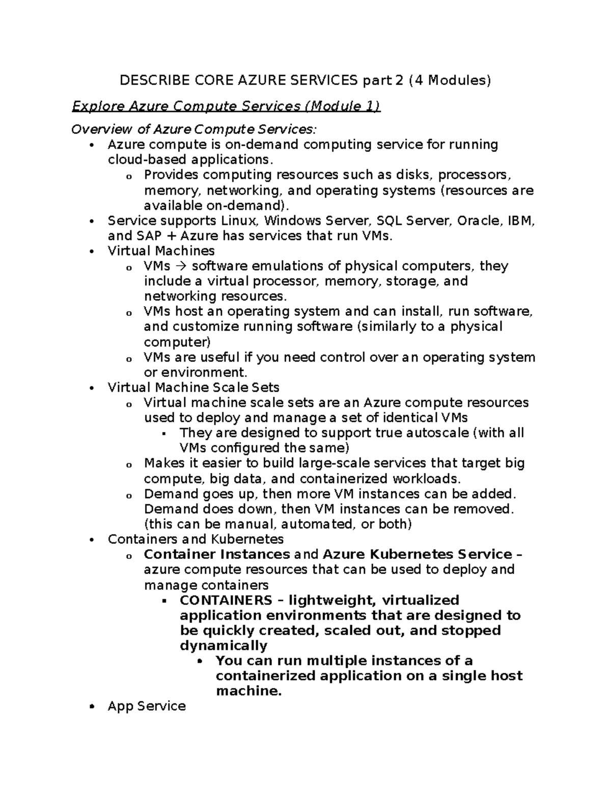 Part 2 - Explore Azure Computer Services p1 - DESCRIBE CORE AZURE ...