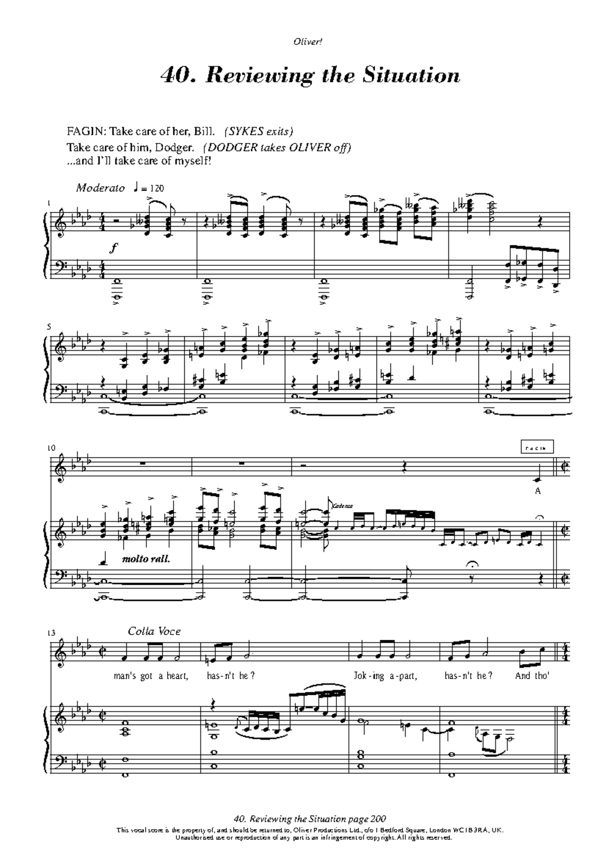 Oliver! - Reviewing the Situation (Daily Sheet Music) - Studocu