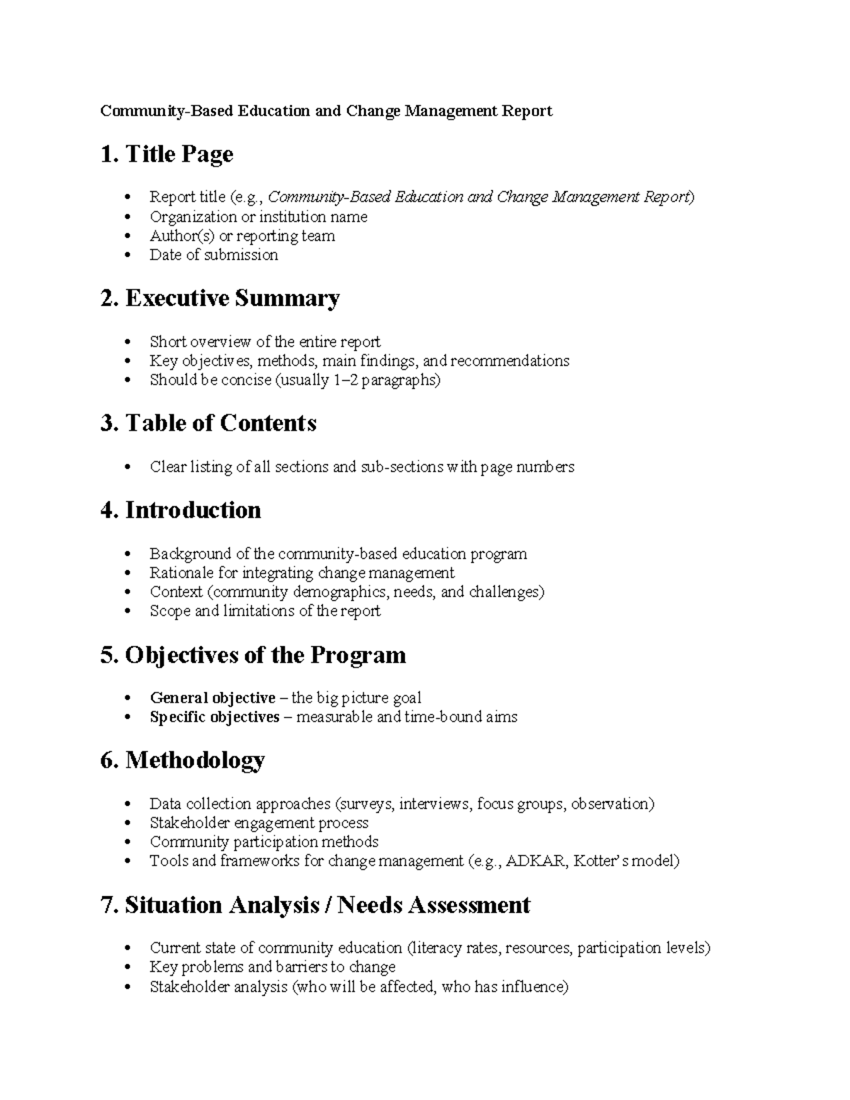 EDUC 101: Community-Based Education & Change Management Report - Studocu