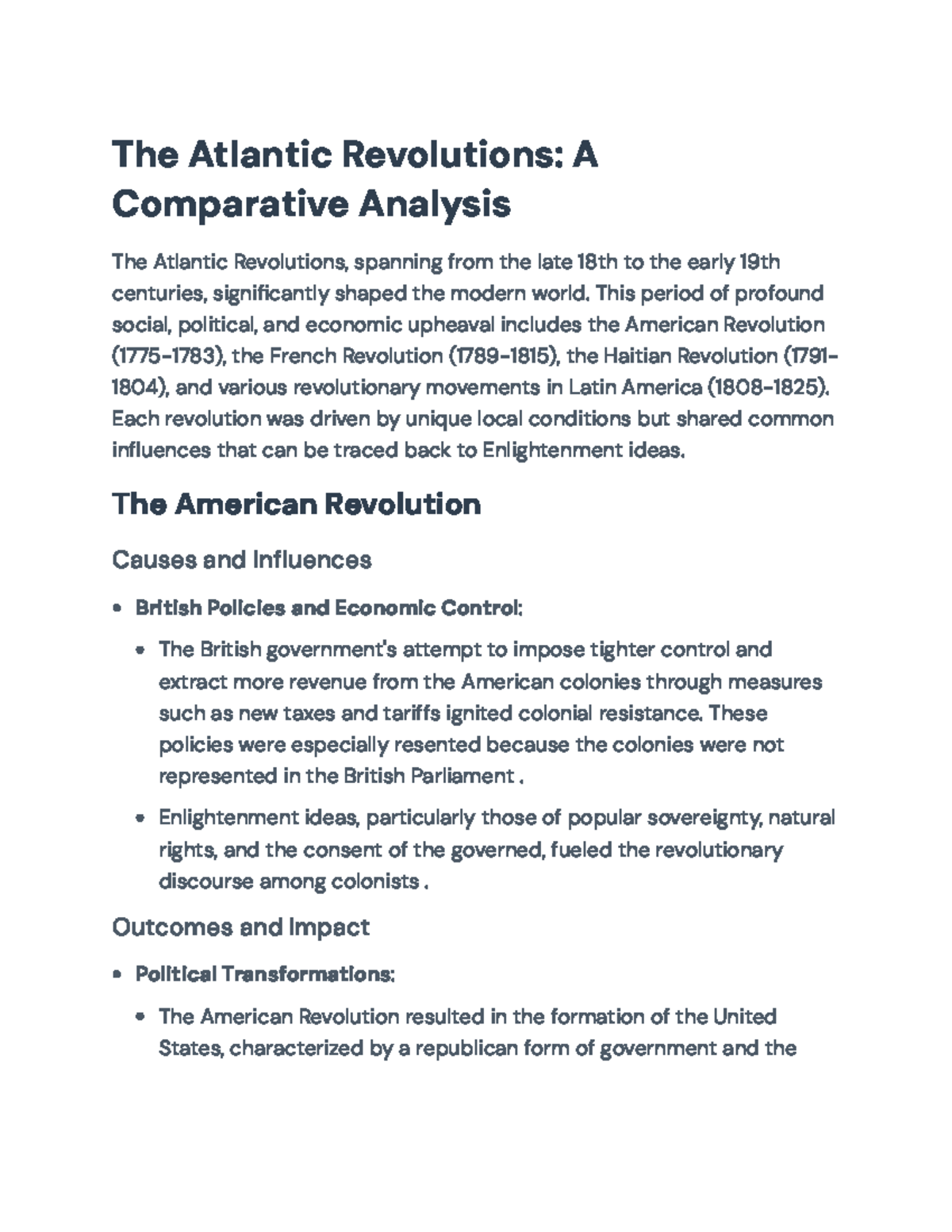 The Atlantic Revolutions: Causes, Impacts, and Global Influence ...