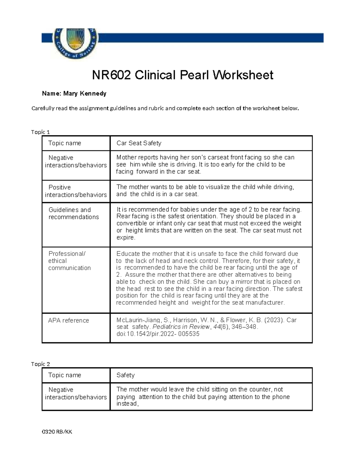 NR602 W2 Clinical Pearl Worksheet: Child Safety & Development Insights ...