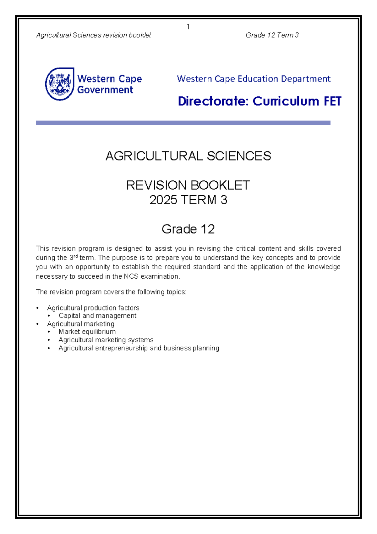 Gr 12 ASci Term 3 Revision Booklet 2025: Key Concepts & Skills - Studocu