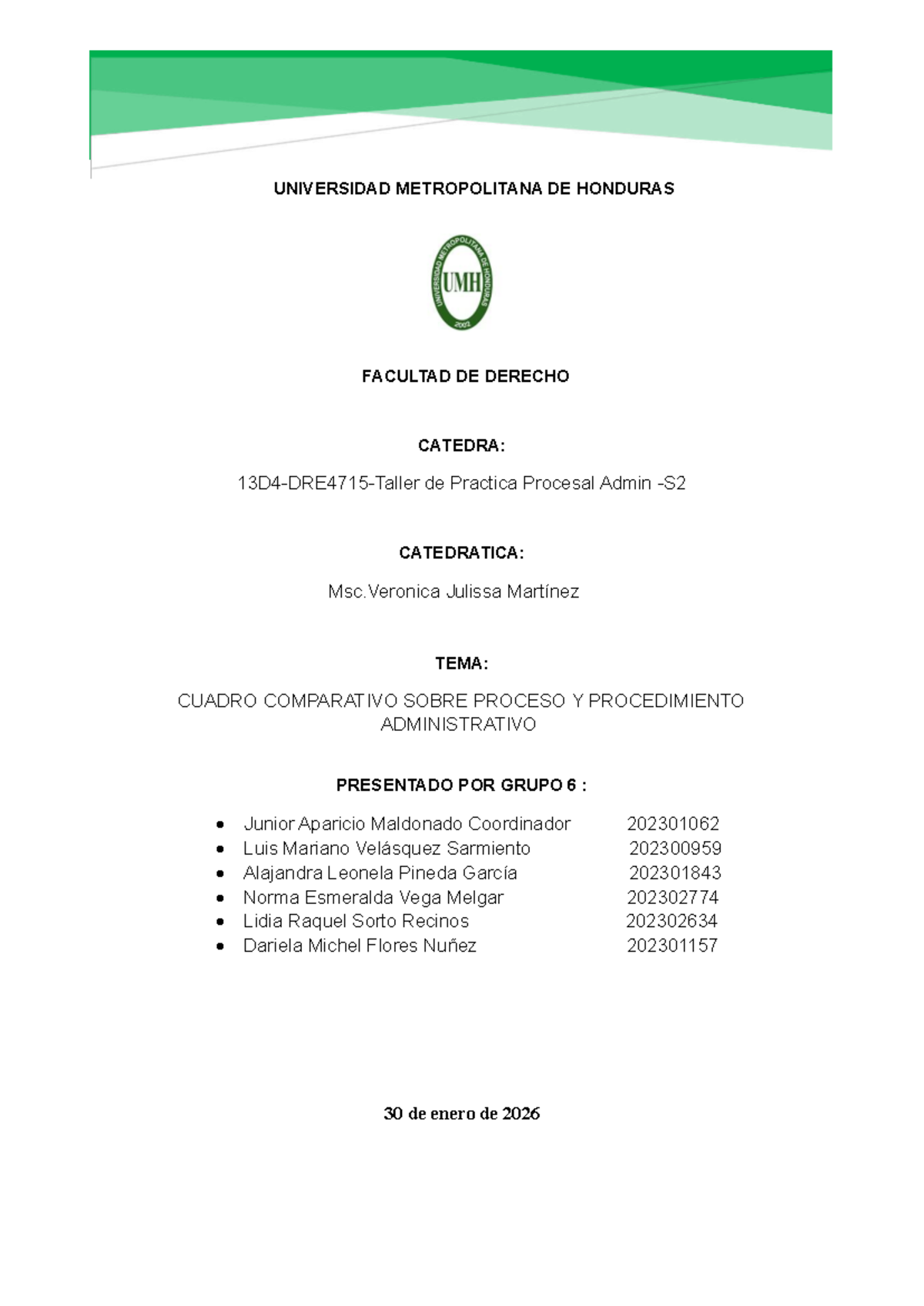 Cuadro Comparativo: Proceso vs Procedimiento Administrativo - Tarea ...