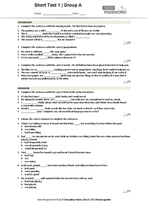 Focus 4 2E Test Unit4 Answers - Test – Answer Key Unit 4 © Pearson ...