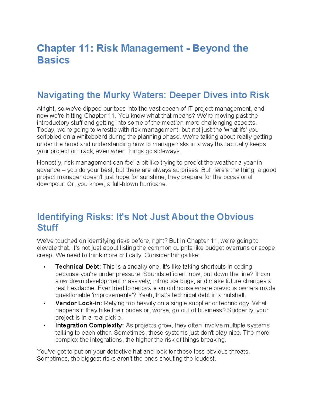 ITPM 11: Advanced Risk Management Strategies and Analysis - Studocu