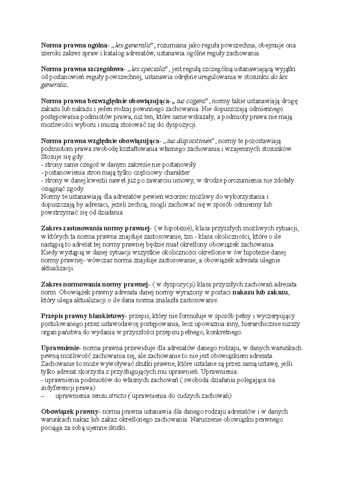 Normy prawne w polskim systemie prawa: definicje i zastosowania - Studocu