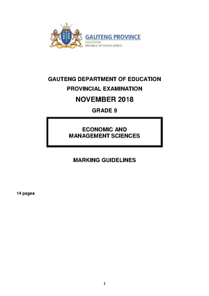 TERM 1 Assignment - NO 1 - ECONOMIC AND MANAGEMENT SCIENCES GRADE 9 ...