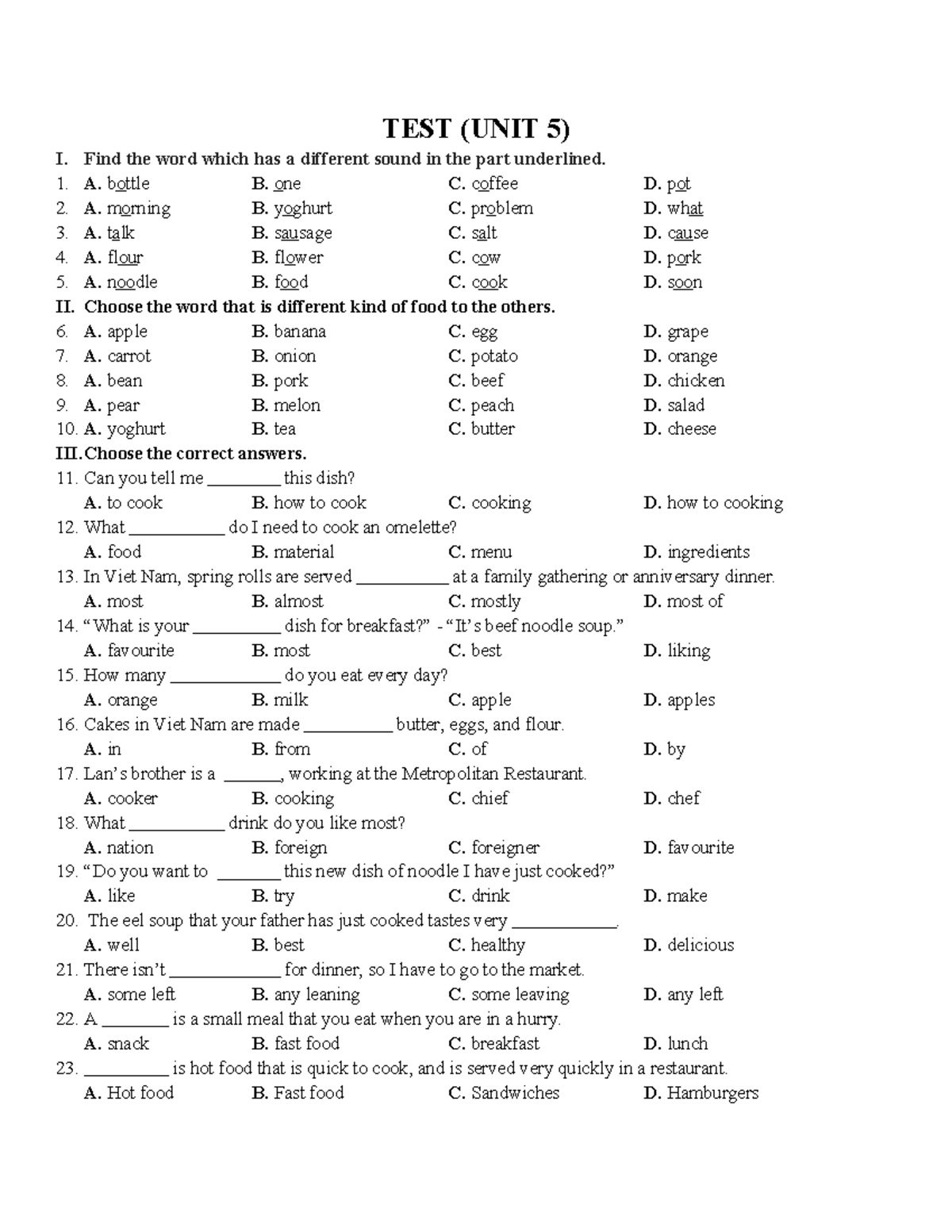 TEST OF UNIT 5 - Practice Exercises and Answers - Studocu