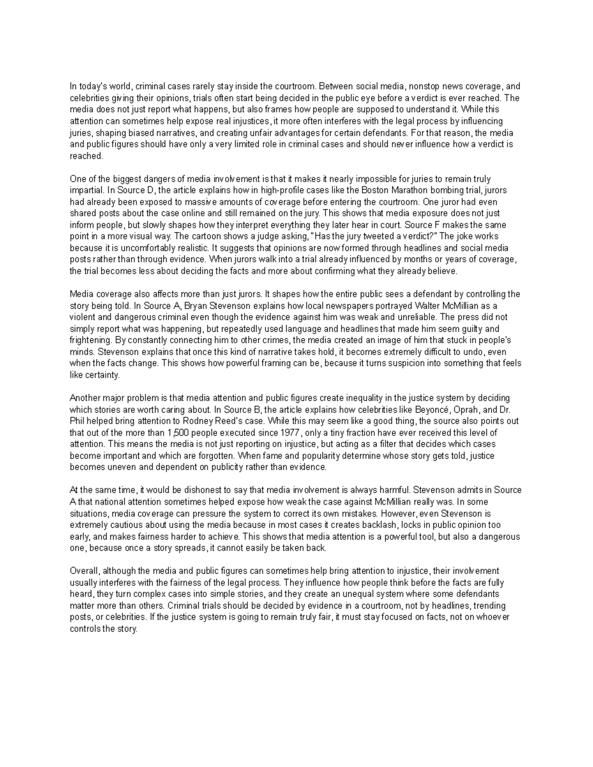 CRJ 101: The Impact of Media on Criminal Trials and Justice - Studocu