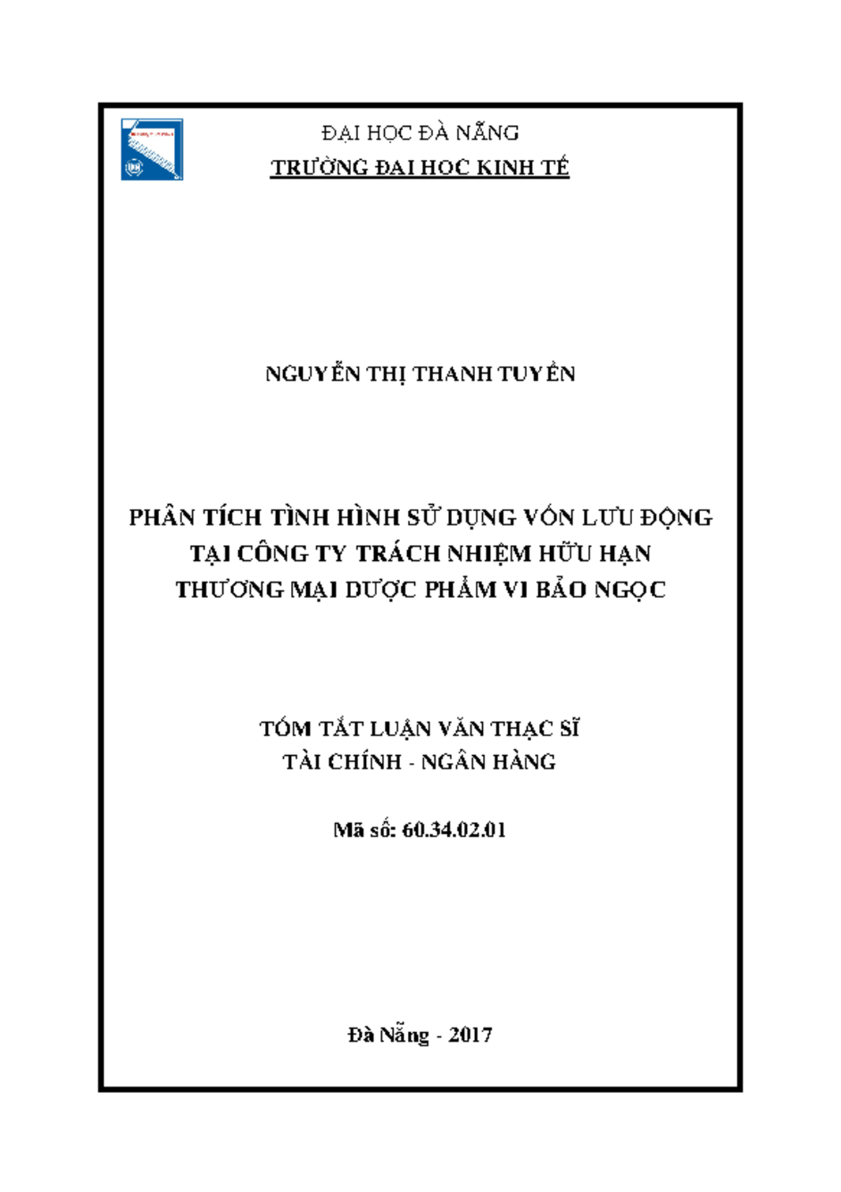 Nguyen Thi Thanh Tuyen - BCTC - ð I H C ðÀ N NG TRƯ NG ð I H C KINH T ...