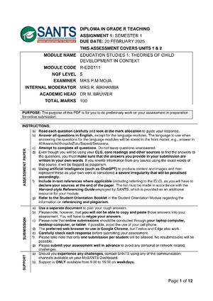 R-MAT 120 assignment 2 - assingmeny for last year - DIPLOMA IN GRADE R ...