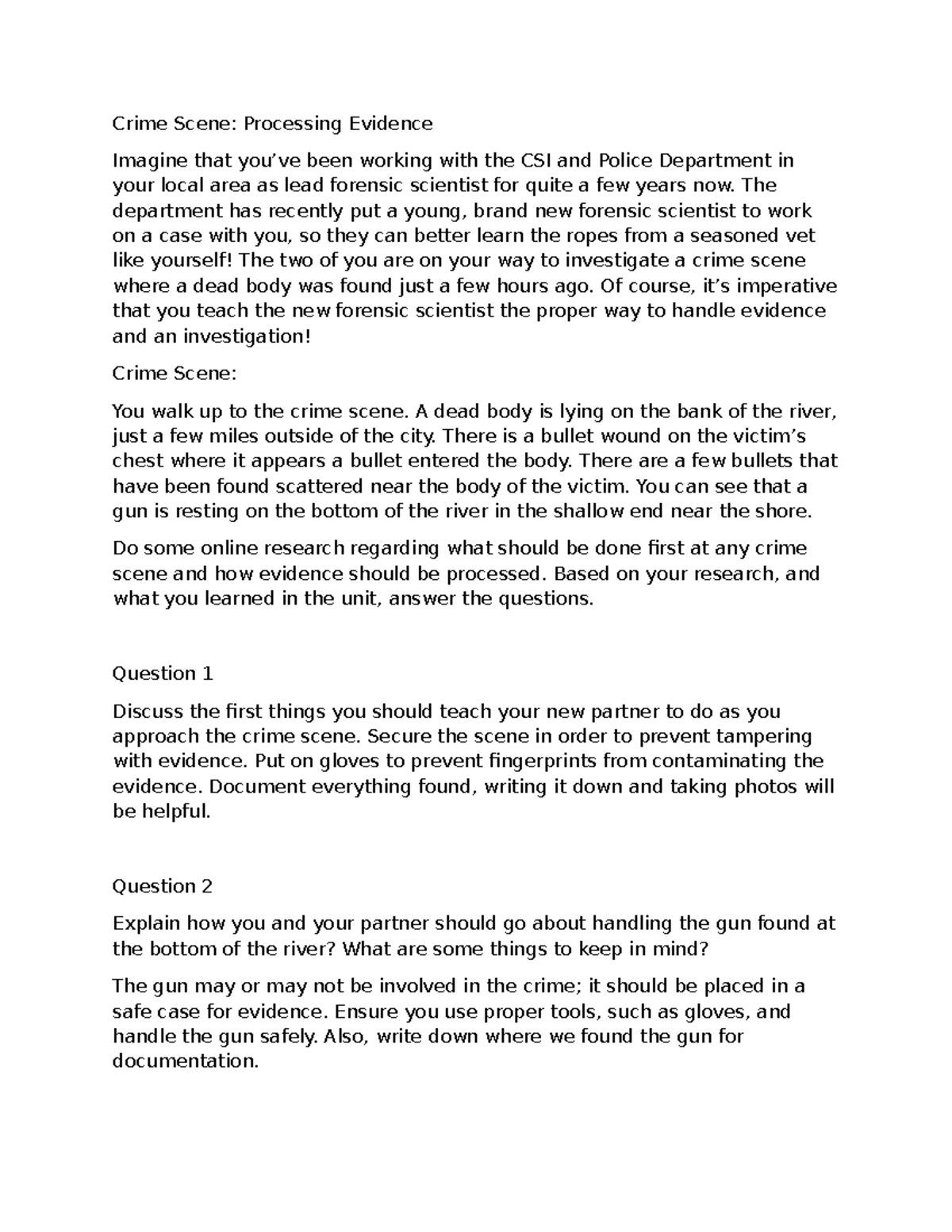 CSI 101: Crime Scene Evidence Processing Guide - Studocu