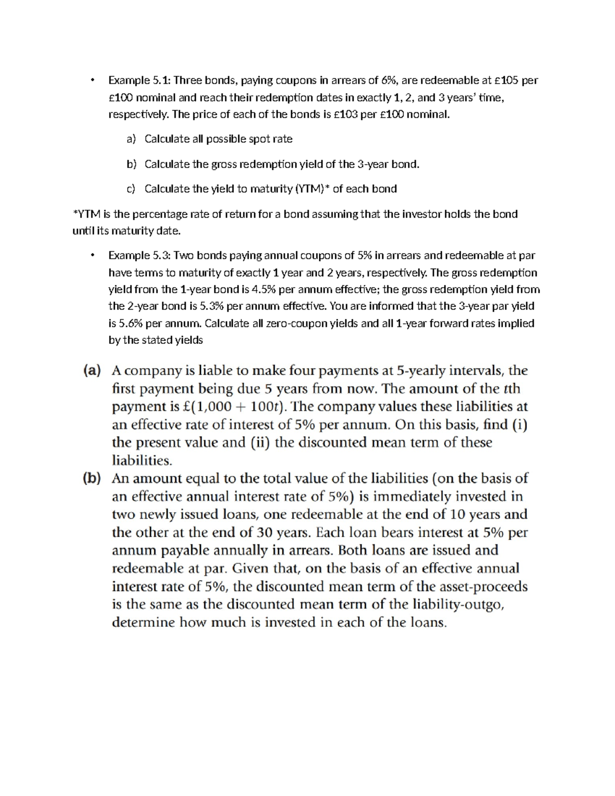 Example 5: Bond Yield Calculations and Spot Rate Analysis - Studocu
