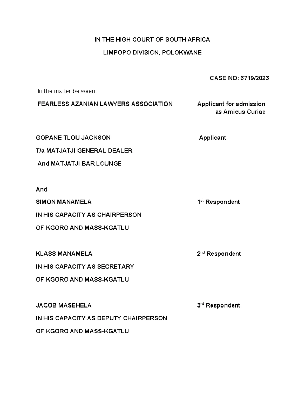 Annexure 4: Hearing Date Application Form - Gauteng High Court - Studocu