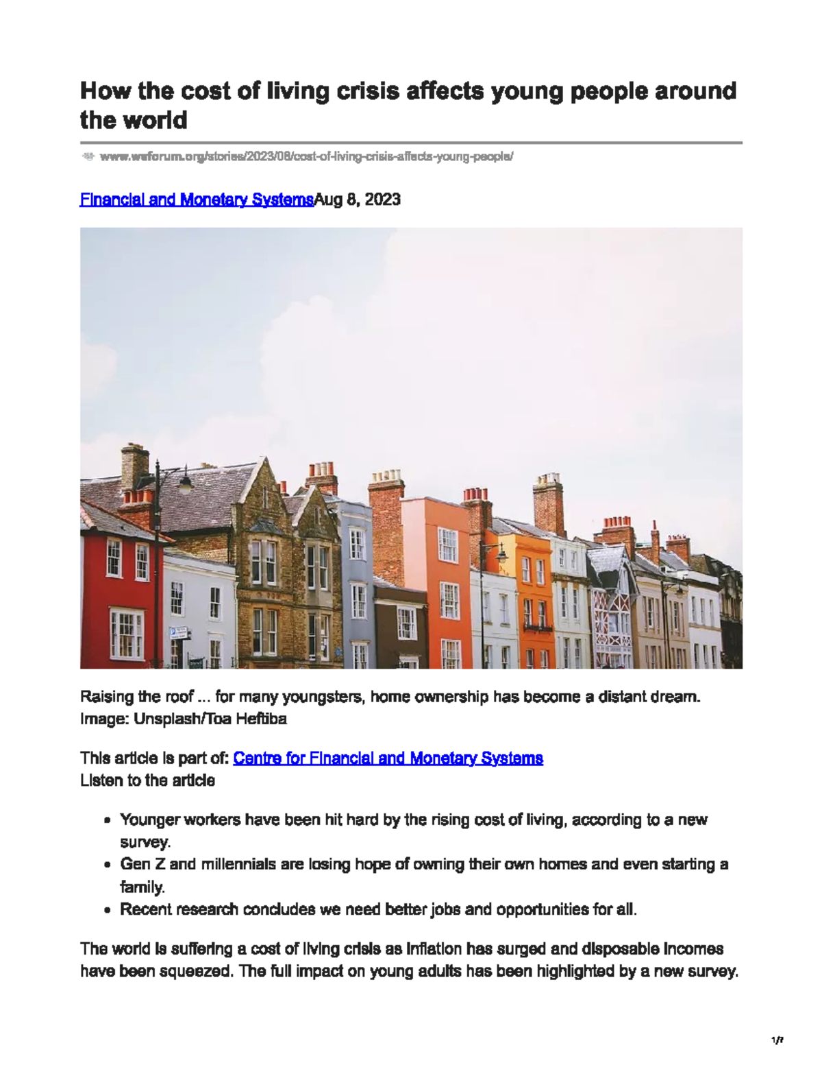 Financial Impact of Cost of Living Crisis on Youth: A Global Survey ...