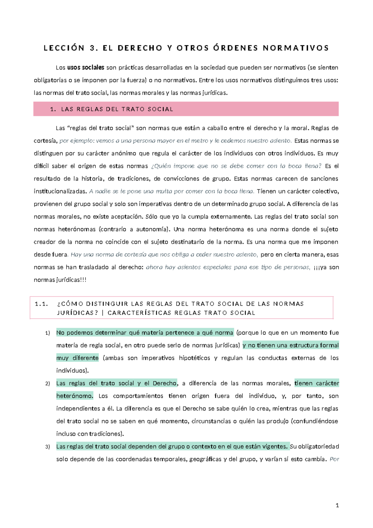 Lección 3. EL Derecho Y Otros Órdenes Normativos - Los usos sociales ...