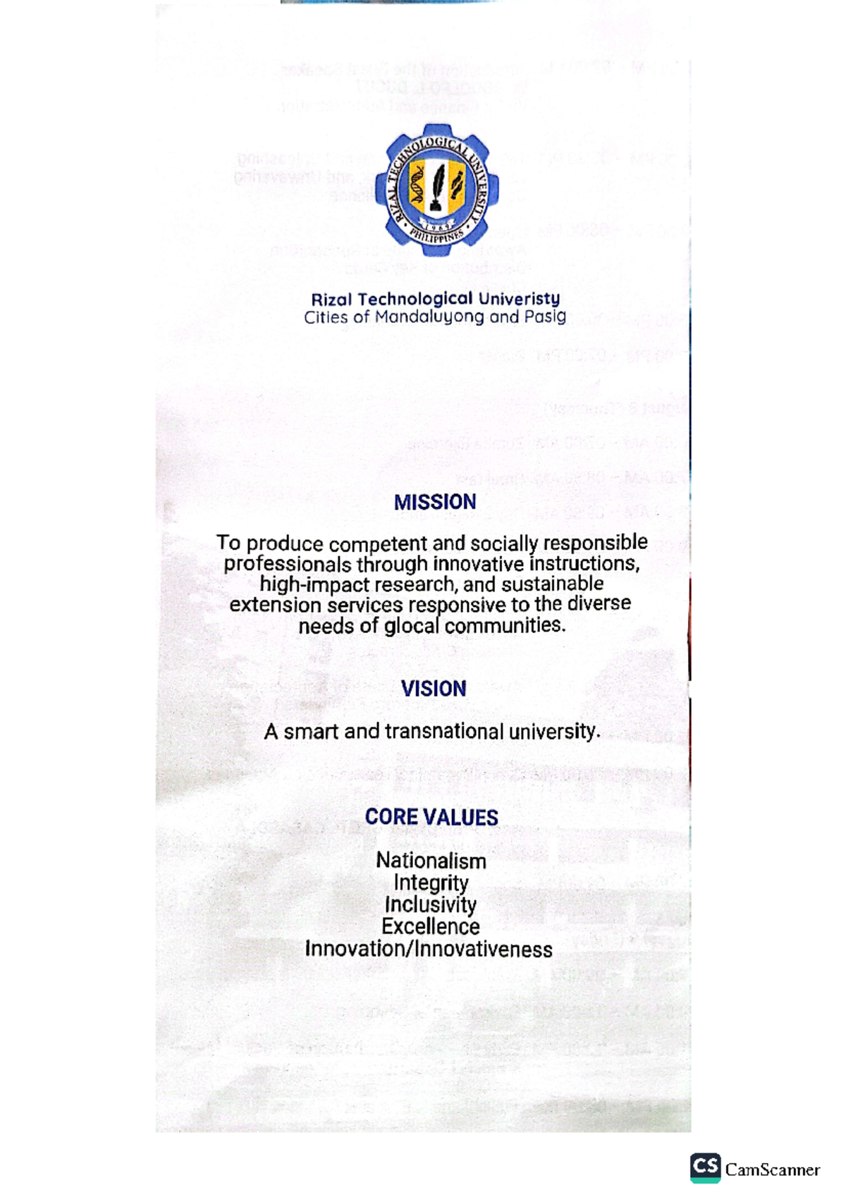 RTU Mission and Vision - Bachelor of Secondary Education - English ...