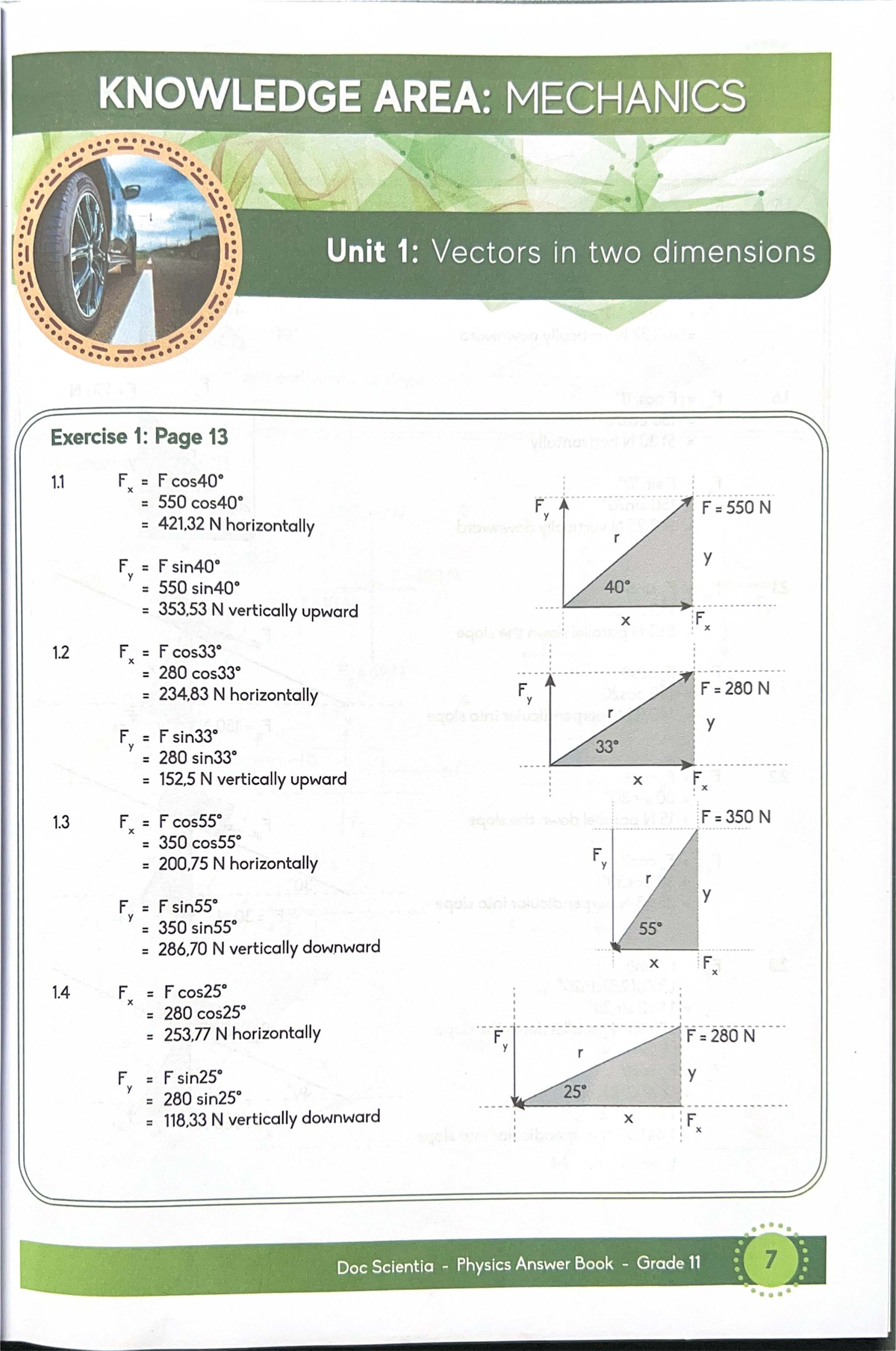 Grade 11 Physics Mechanics: Vectors in Two Dimensions Exercises - Studocu