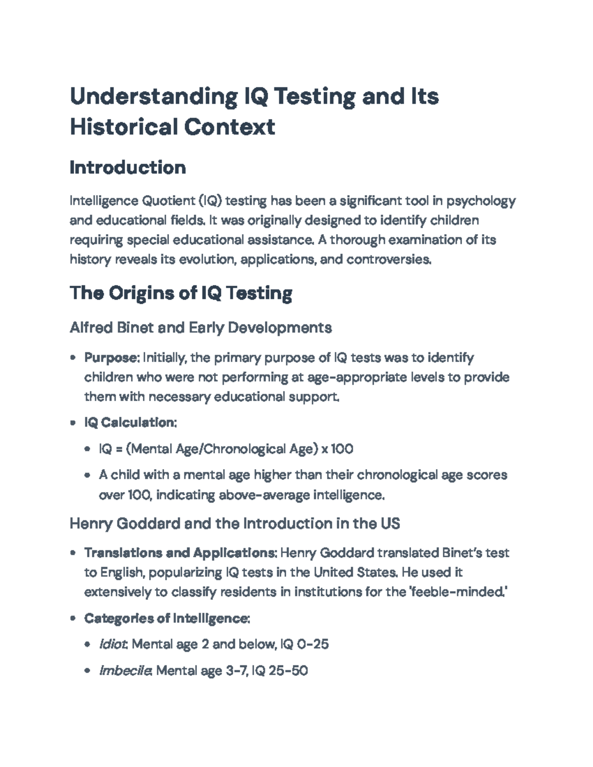 Understanding IQ Testing: Historical Context and Ethical Implications ...