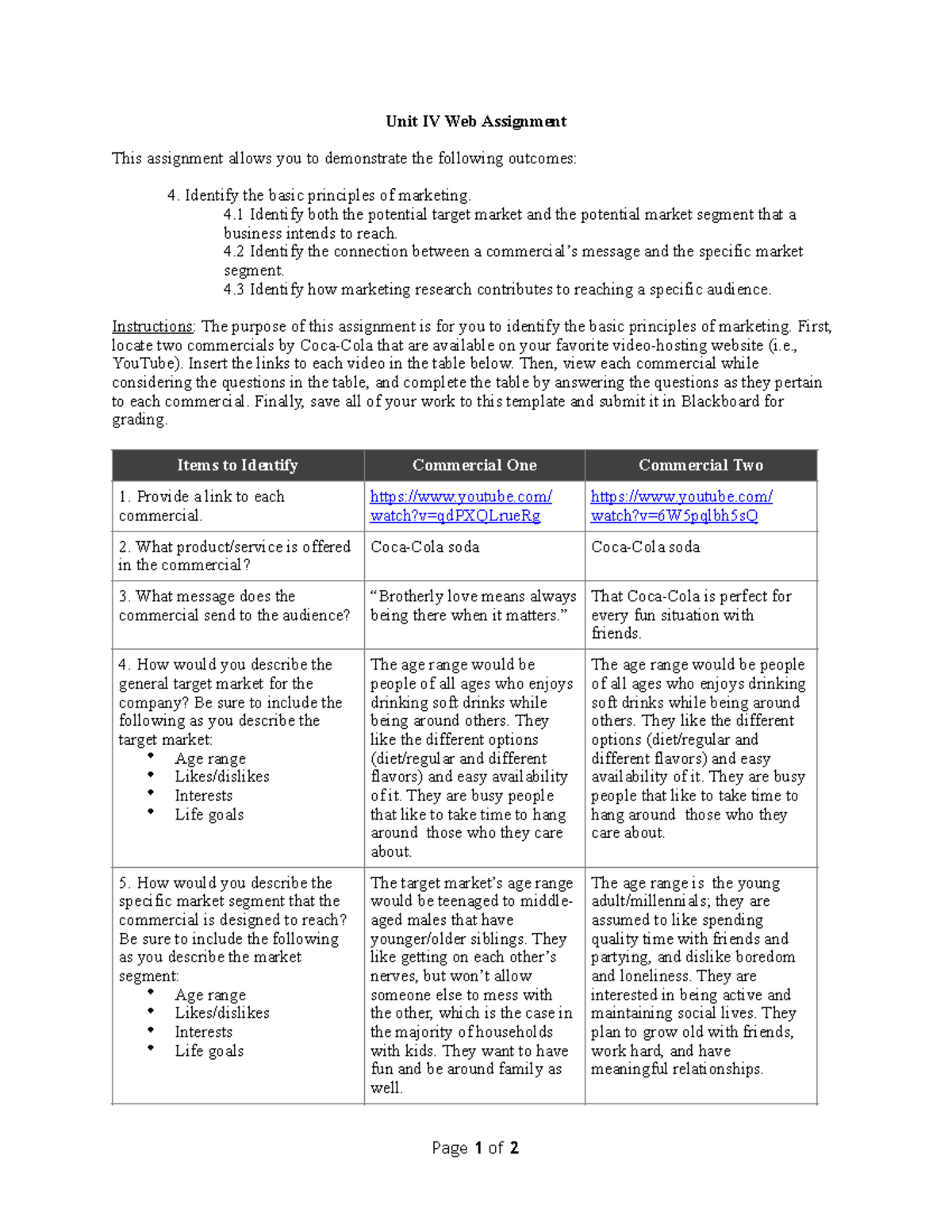 Unit 4 Activity - Unit IV Web Assignment This assignment allows you to ...
