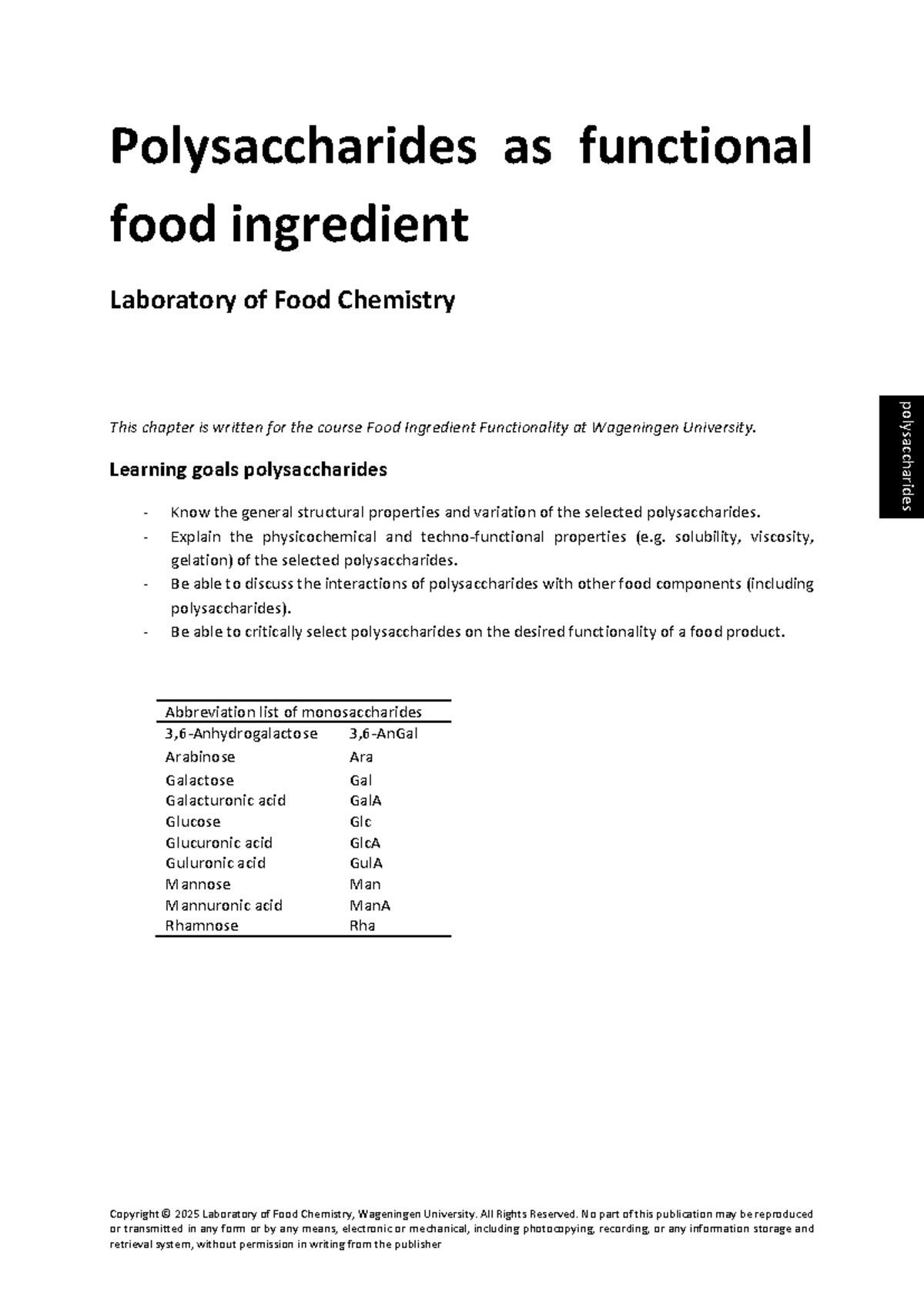 Polysaccharides in Food Chemistry: Functional Ingredients Overview (2 ...