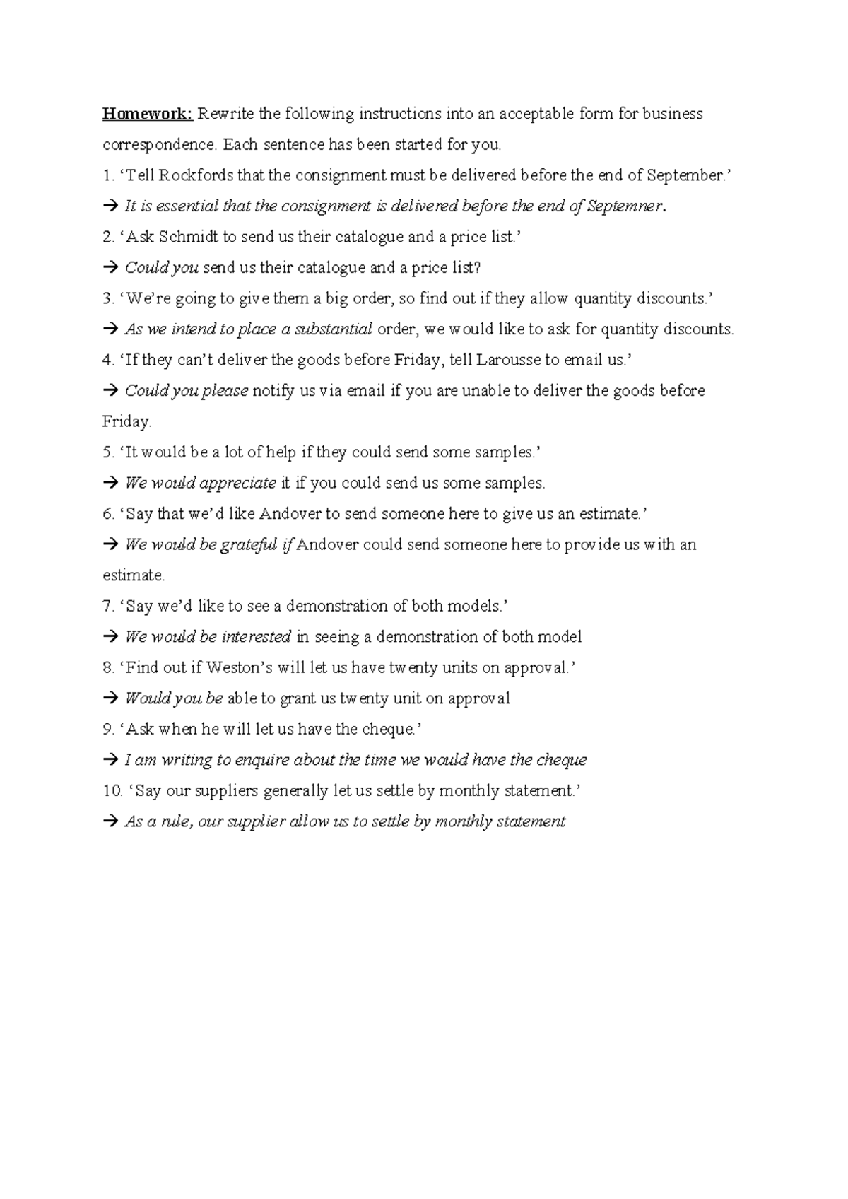 Hwk 7 - Formal Letter Writing and Business Correspondence Guide - Studocu