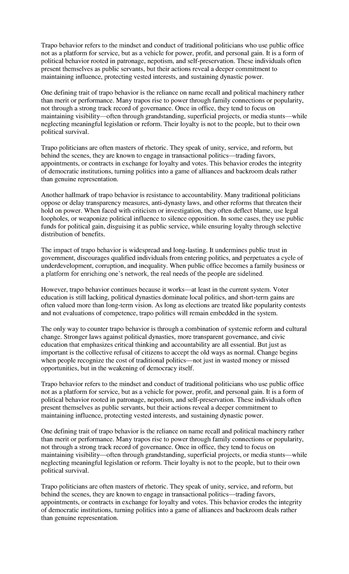 Mga Trapo: Analyzing Traditional Political Behavior in the Philippines ...