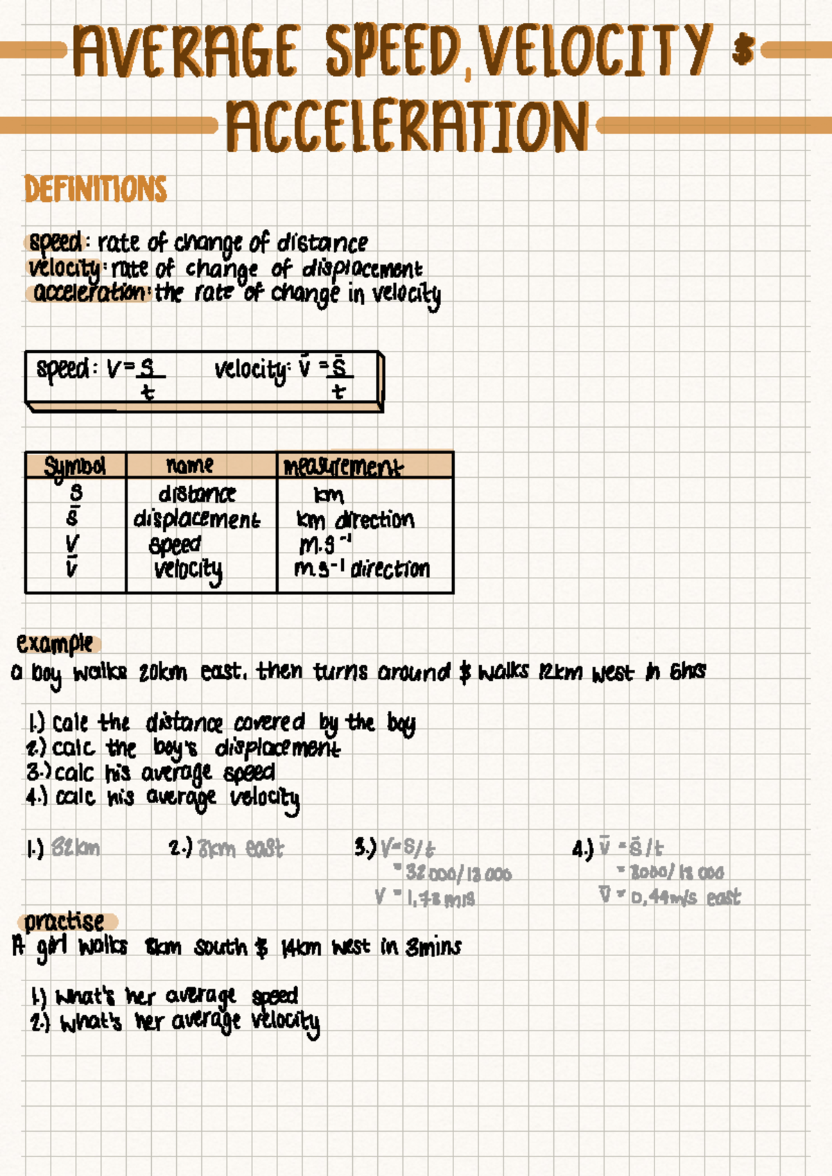 Average Speed, Velocity, and Acceleration Lecture Notes - Studocu