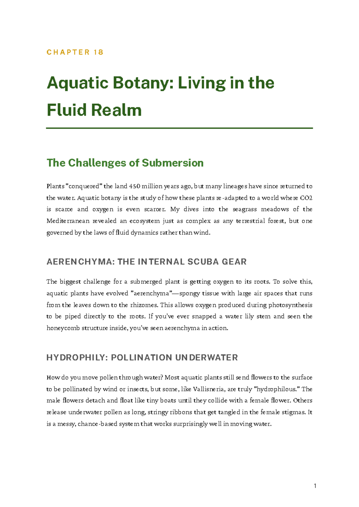 CHAPTER 18: Aquatic Botany - Adaptations of Submerged Plants - Studocu