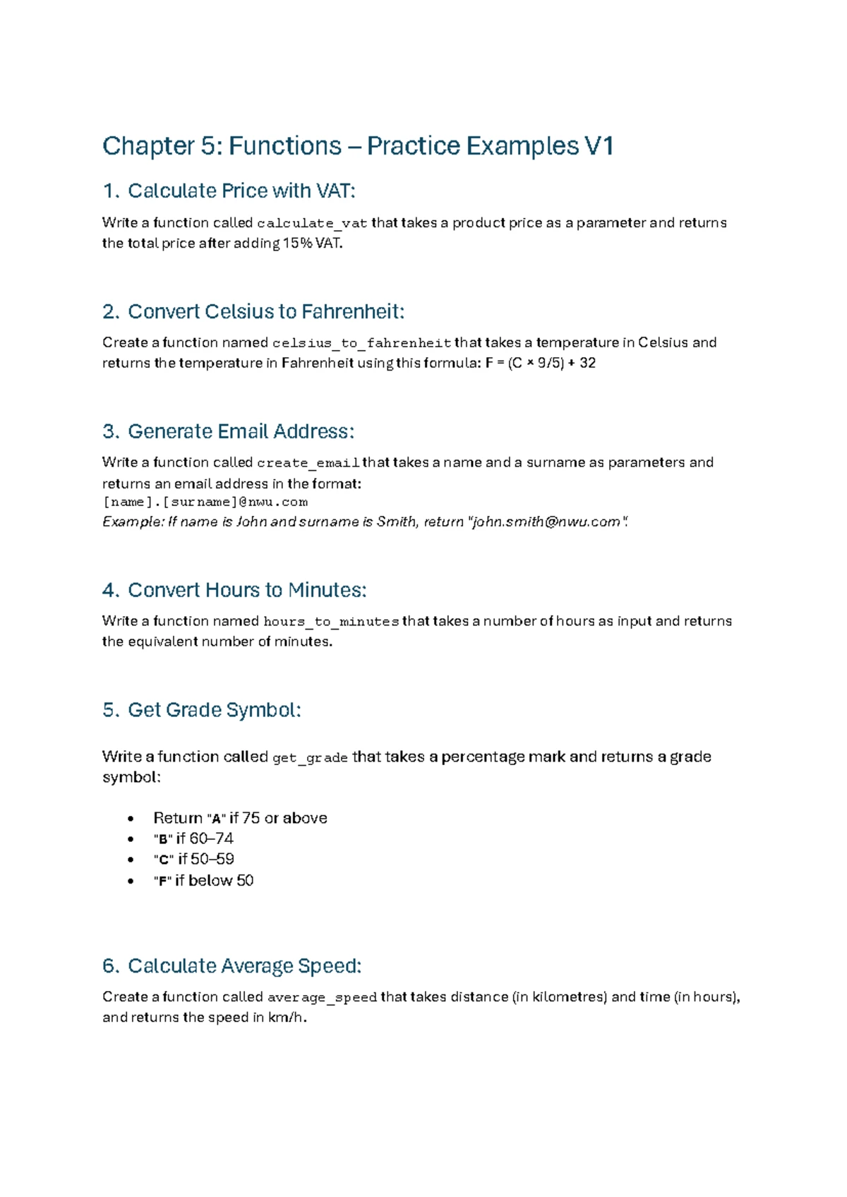 Practice - SU5 - V2 - Chapter 5: Functions – Practice Examples V 1 ...