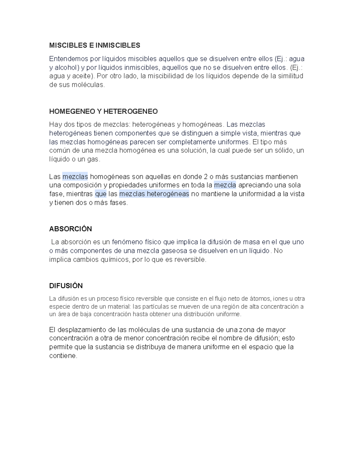 Estudio sobre Líquidos: Miscibles e Inmiscibles en Mezclas - Studocu