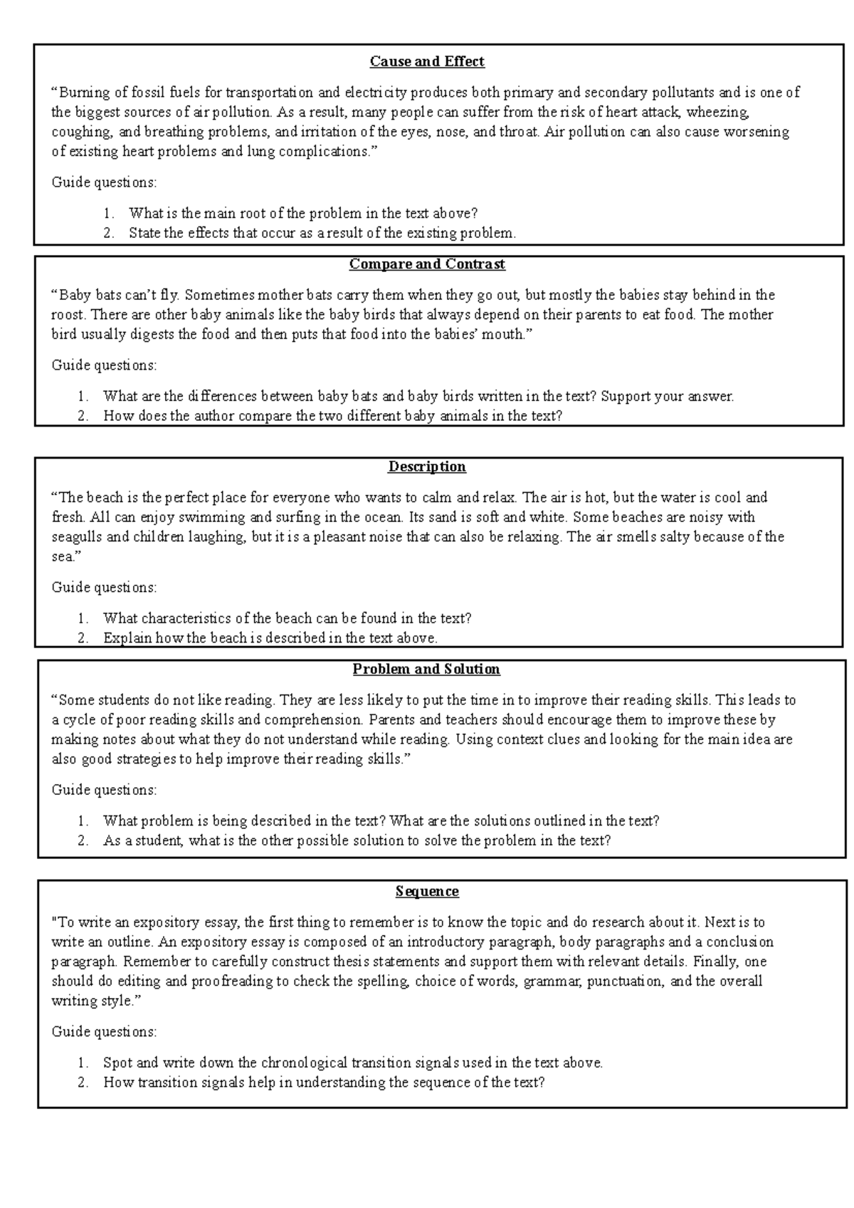 A4 Expository TEXT - CAUSE, COMPARE, DESCRIBE, & SOLUTION - Studocu