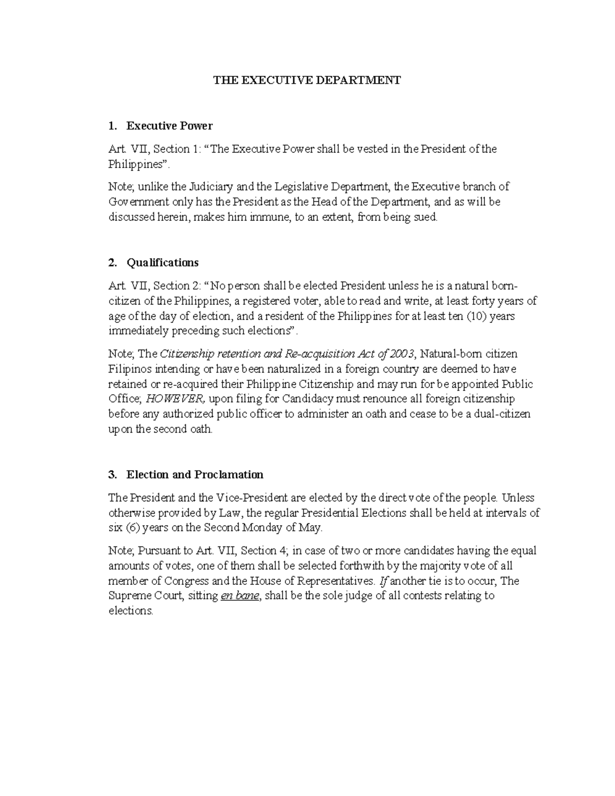 Chapter 10 - Executive Department Overview and Key Legal Principles ...