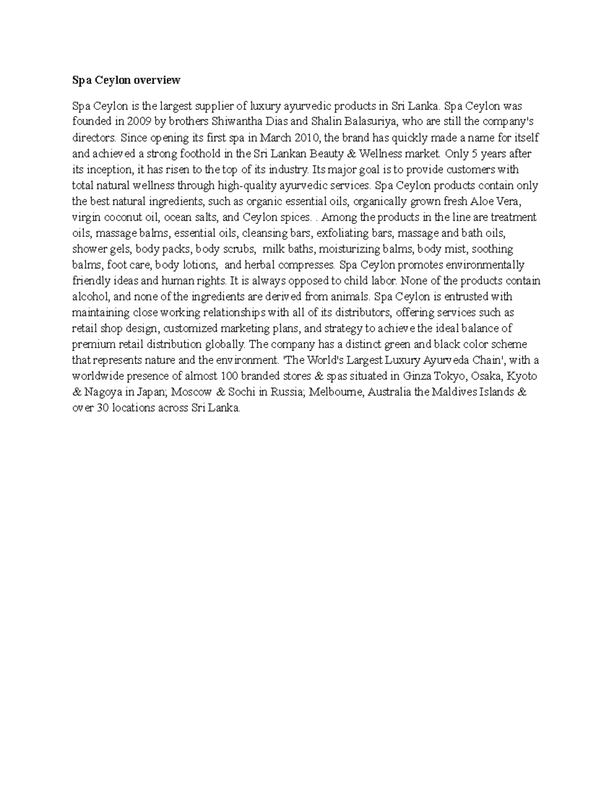 Spa Ceylon: The Luxury Ayurvedic Brand Transforming Wellness - Studocu