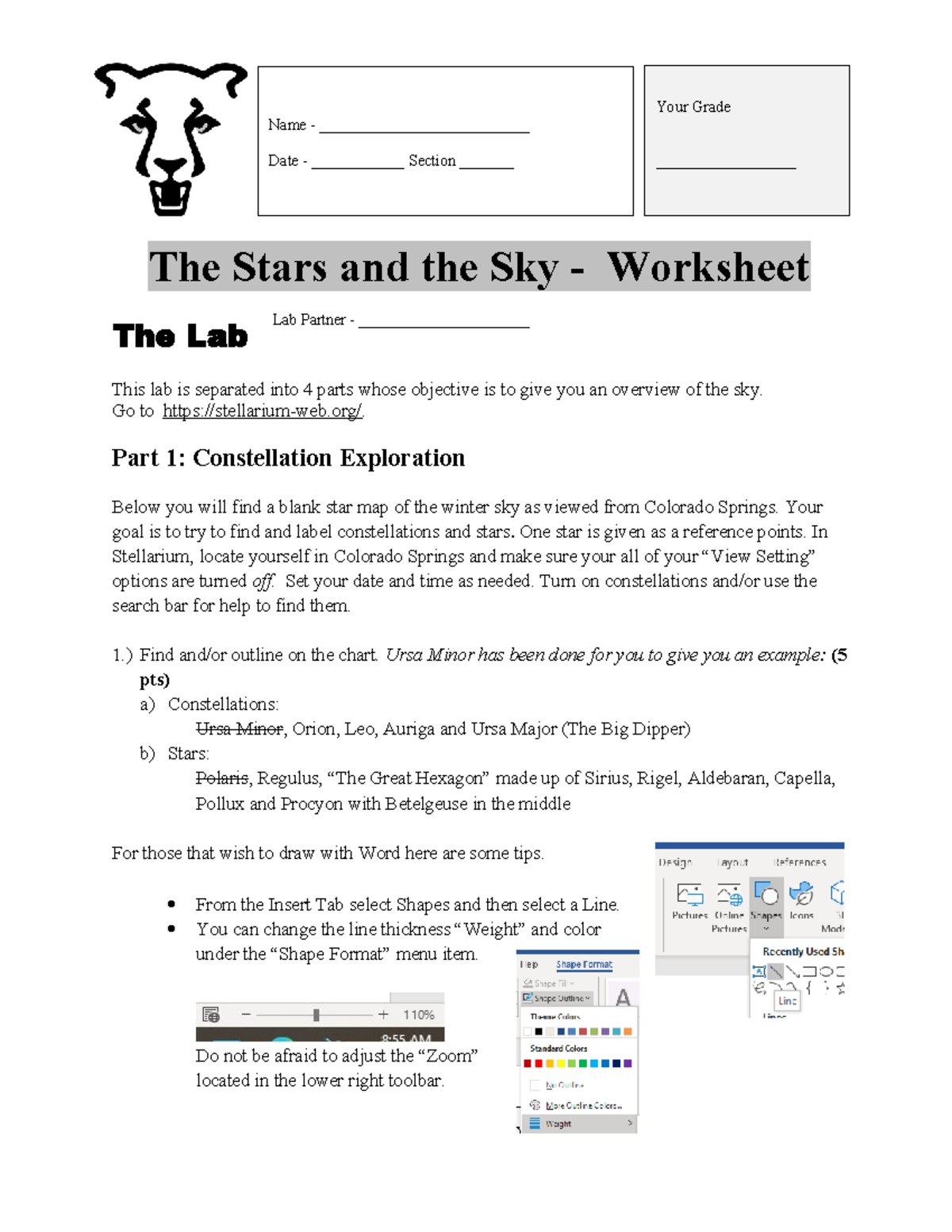 General Astronomy Lab II: Stars and Skies Worksheet - Studocu