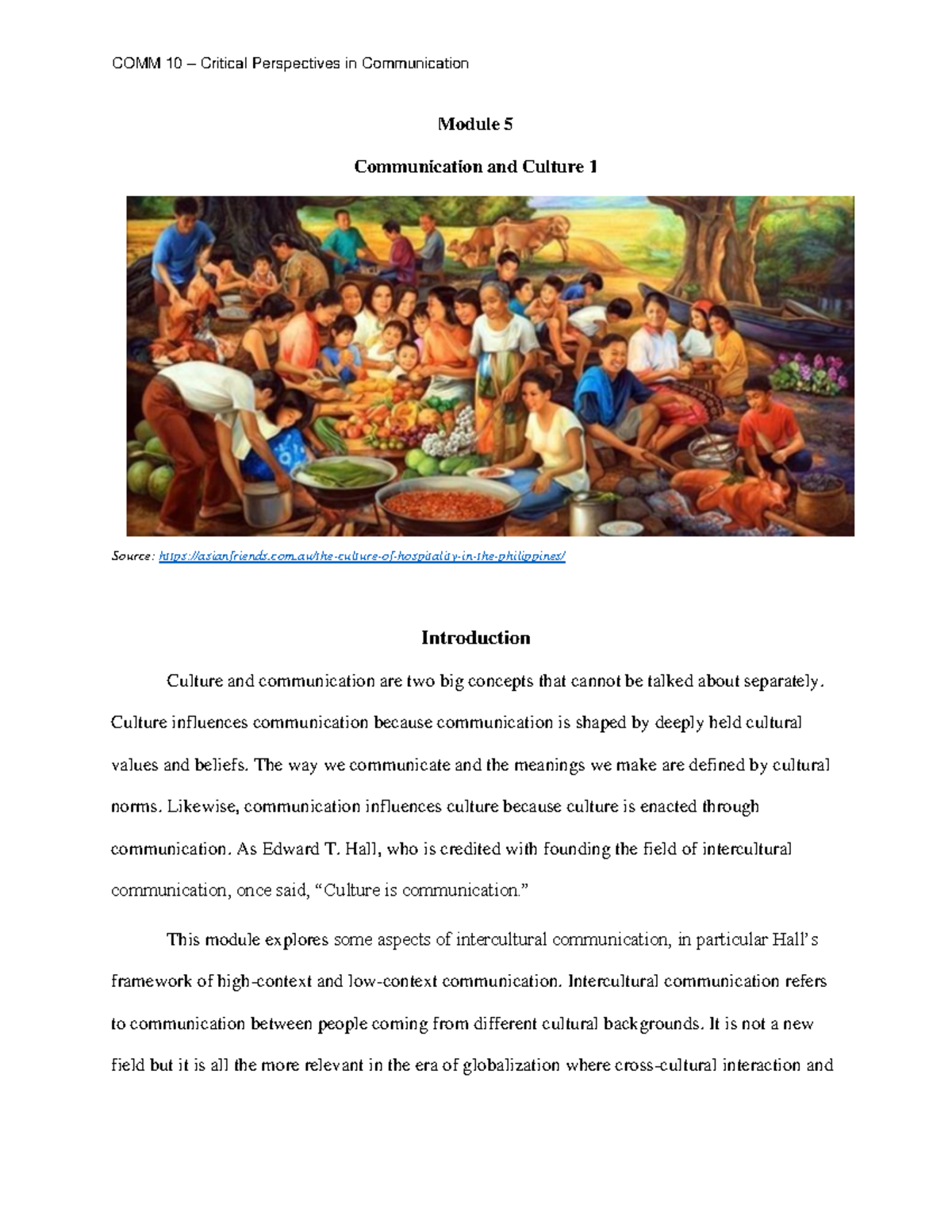COMM 10 Module 5: Intercultural Communication & Filipino Culture ...