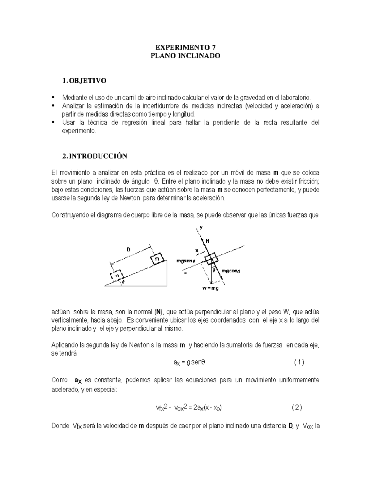 Exp 7 plano inclinado - Guías actualizadas del laboratorio de física I ...