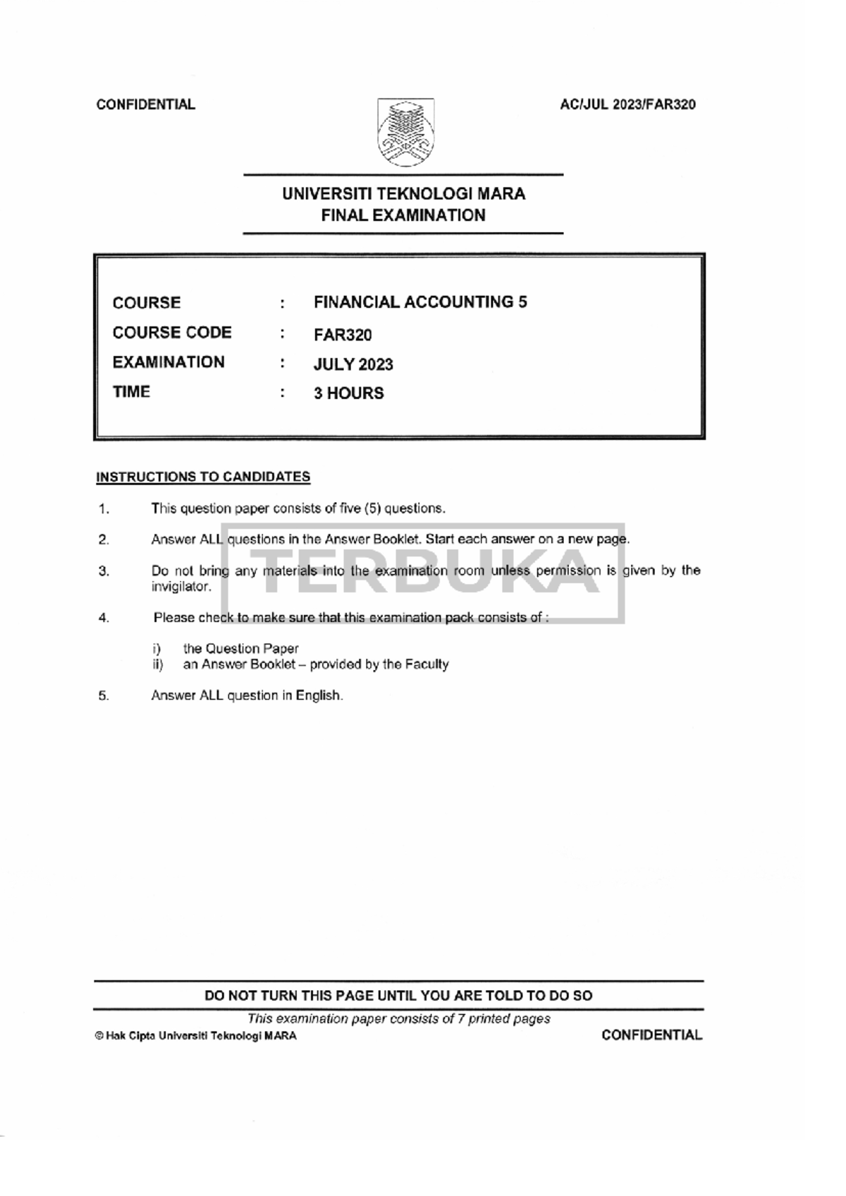 FAR320 JULY 2023 - Financial Accounting Final Exam Questions - Studocu