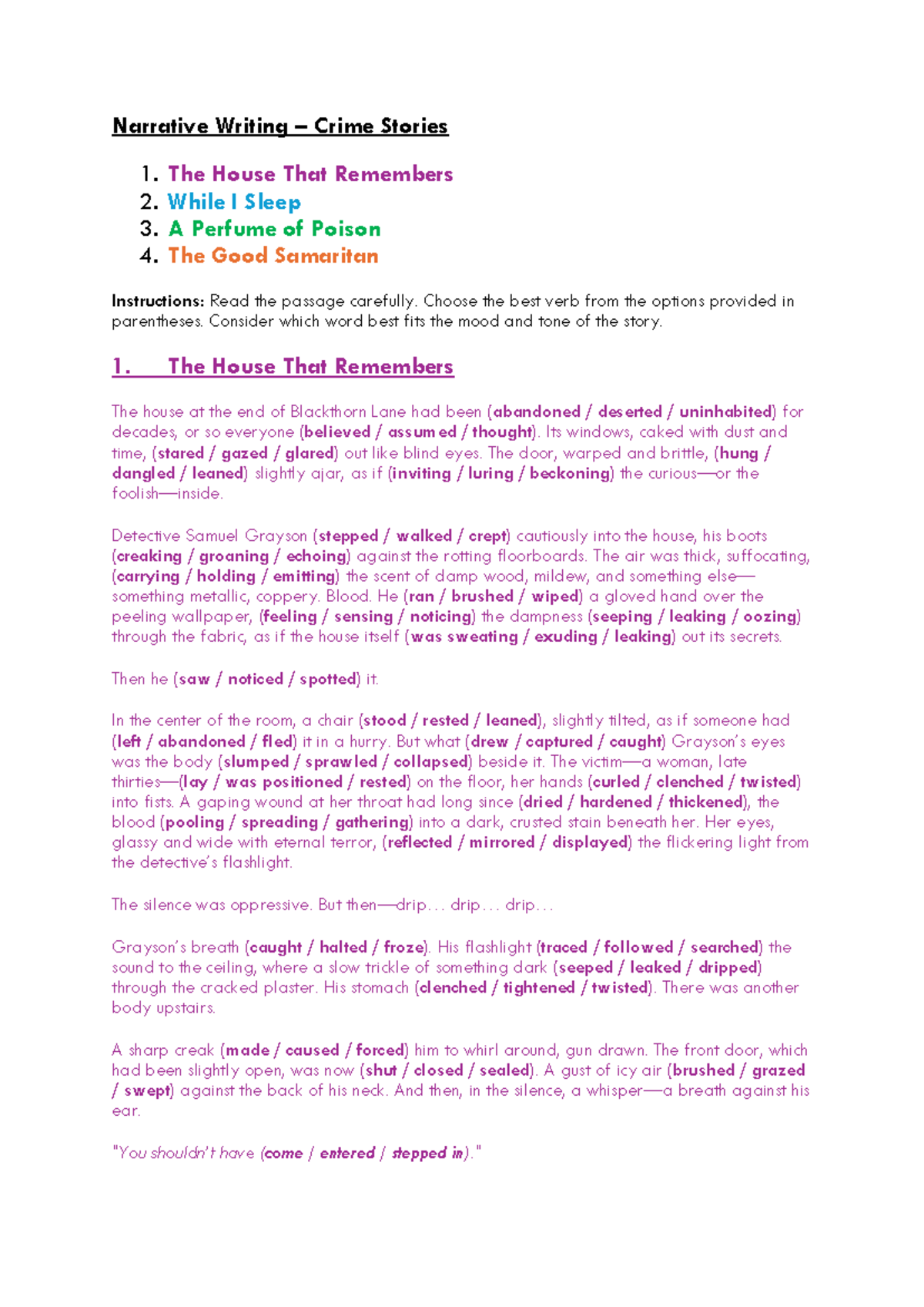 Narrative Writing - Crime Stories: An Analysis of Suspenseful Elements ...
